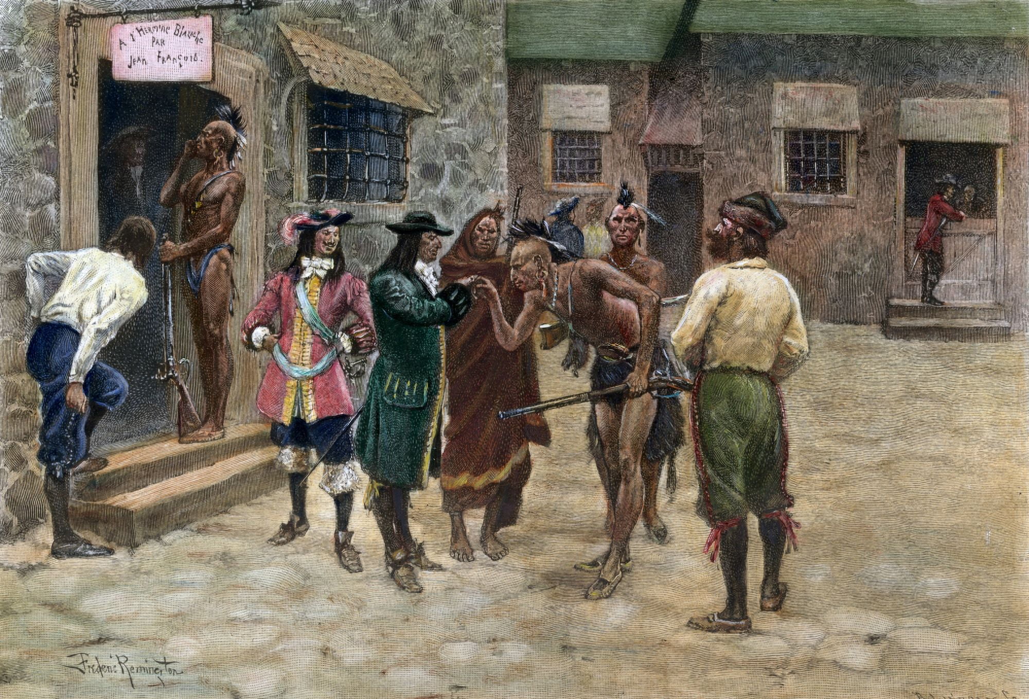 Canada: Fur Trade. /Nnative Americans And Voyageurs In 17Th Century ...