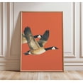 Canada Geese Flying Pair Vintage Orange Background Rustic Bird Art ...
