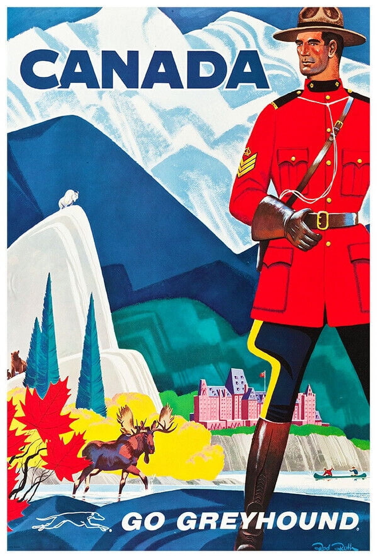Canada - Greyhound Bus Line - 1960s Vintage US Travel Poster ...