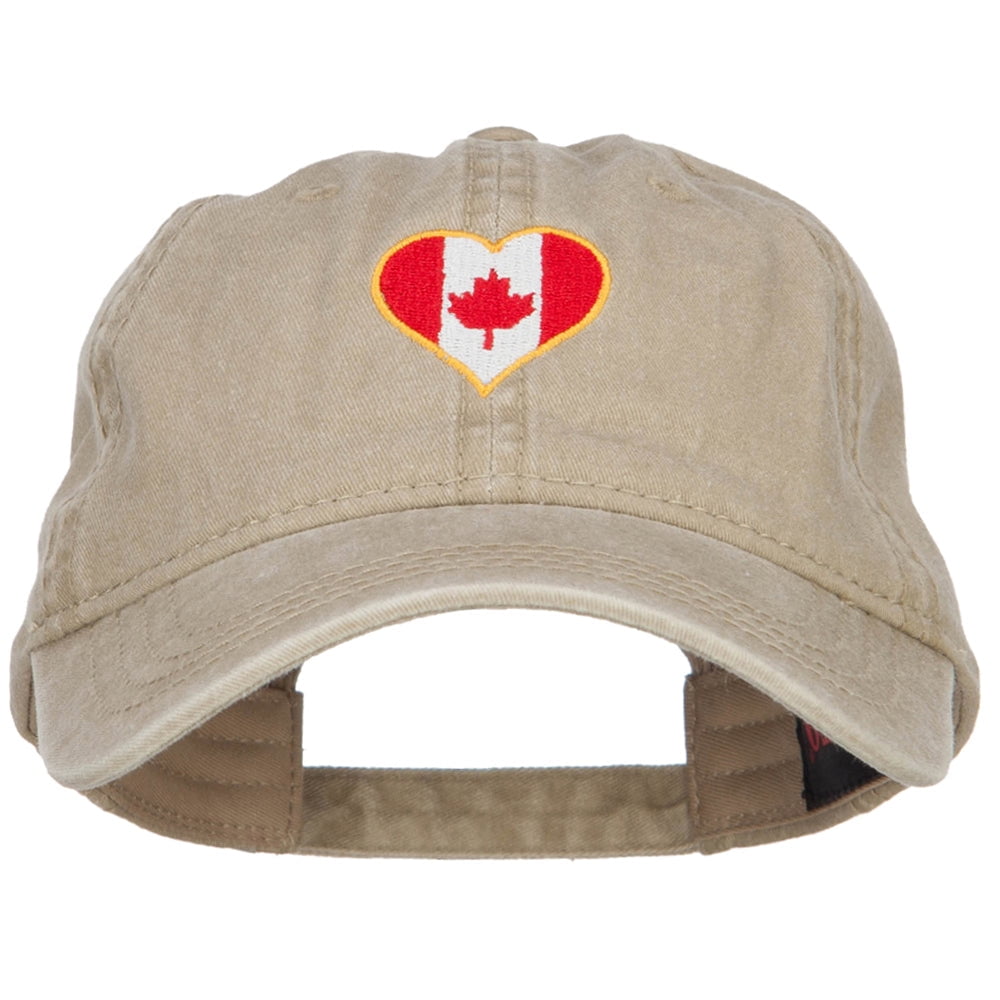 Canada Heart Flag Embroidered Washed Cap - Khaki OSFM - Walmart.com