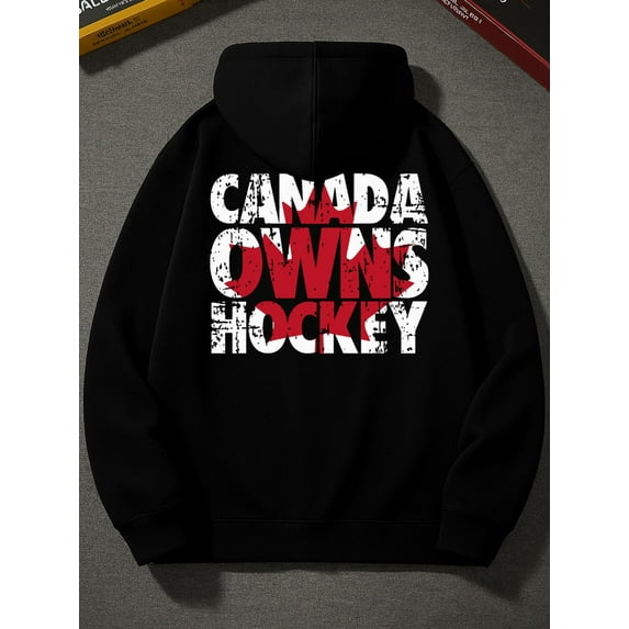 Canada Hockey Hoodie graphic hoodies game mens regular fit black Warm ...
