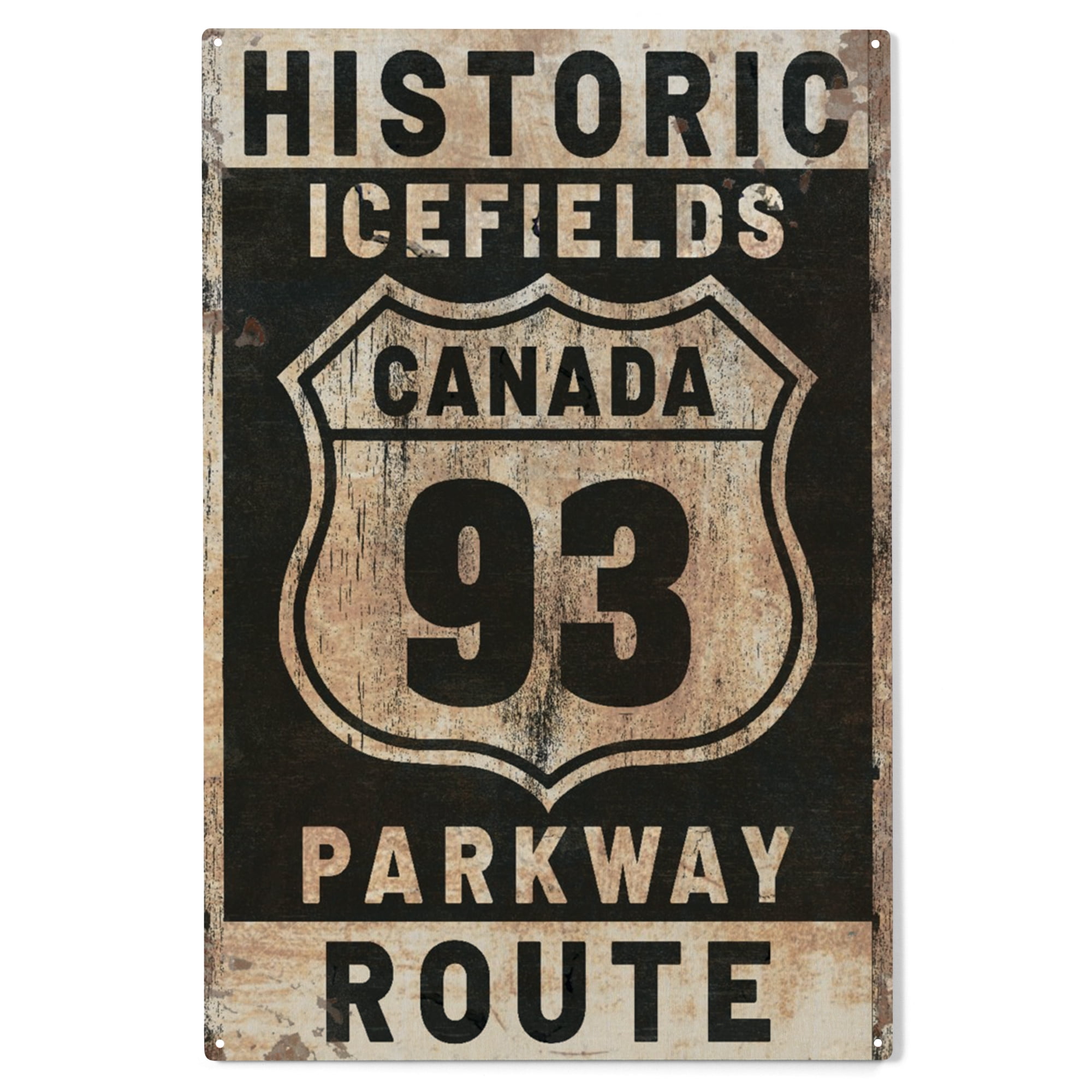 Canada, Icefieds, Route 93 Sign Birch Wood Wall Sign (10x15 Rustic Home ...