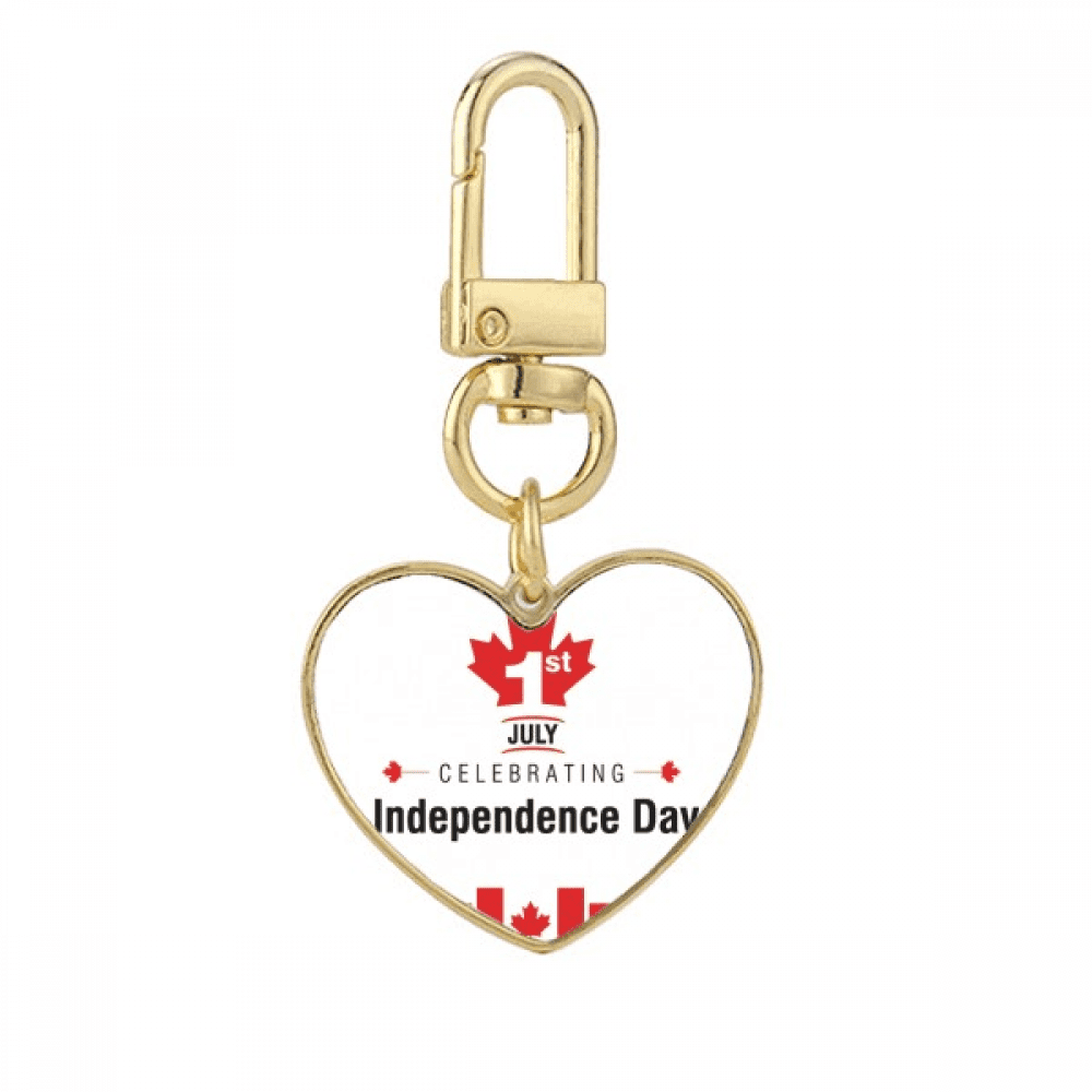 Canada Independence Day Maple Flag Gold Heart Keychain Metal Keyring ...
