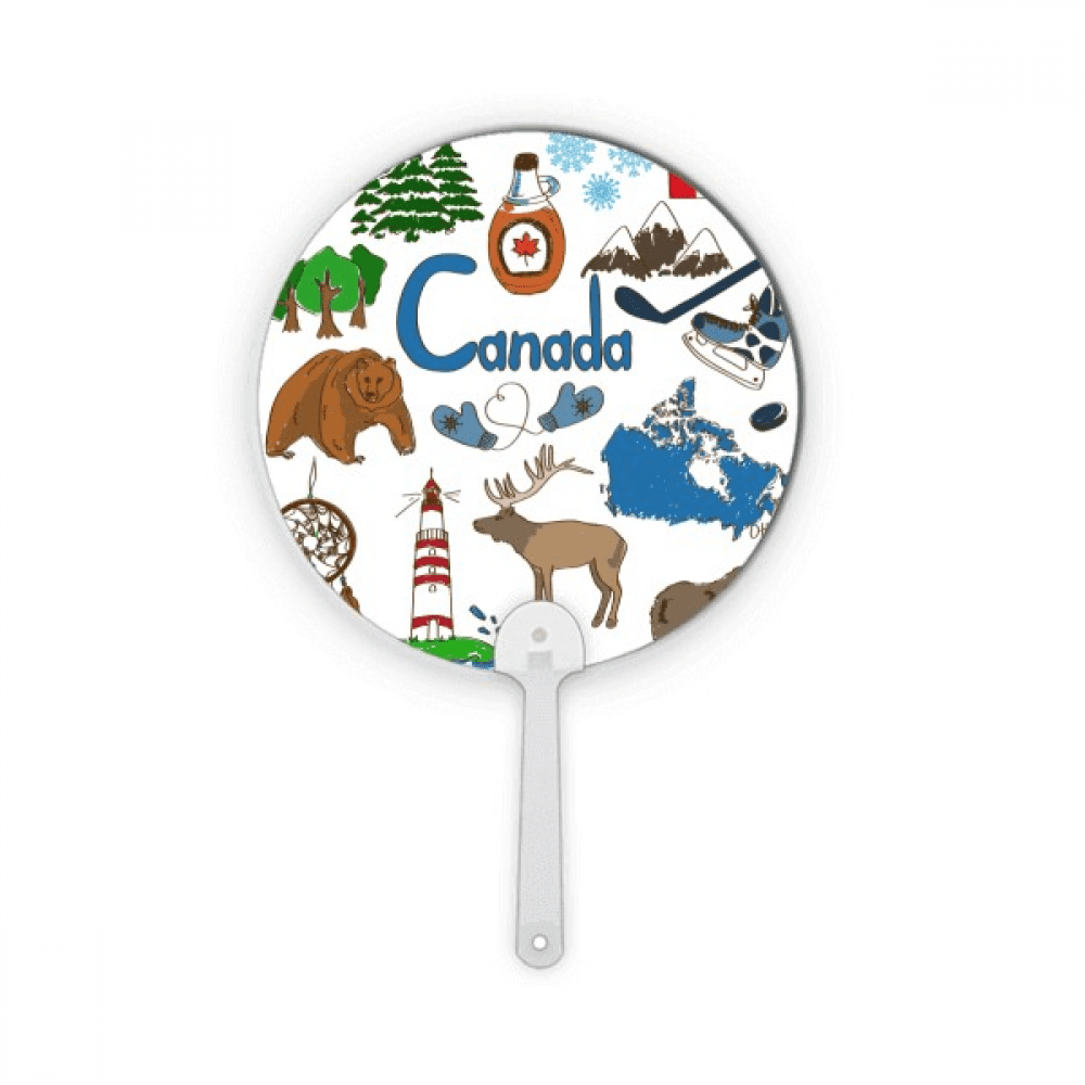 Canada Landscap Animals National Flag Plastic Round Handheld Fan ...