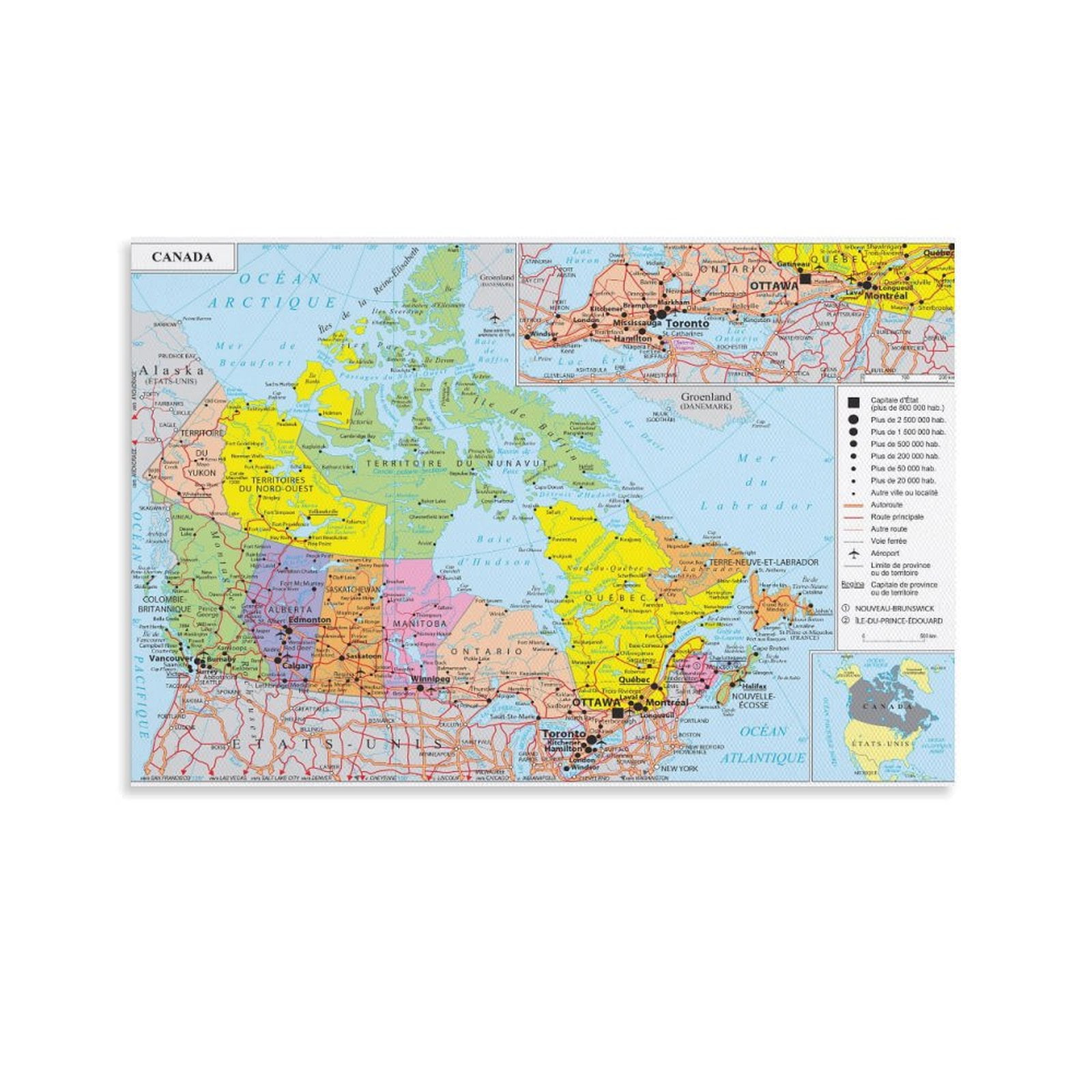 Canada Map Posters Canvas Wall Art Poster Decorative Bedroom Modern ...