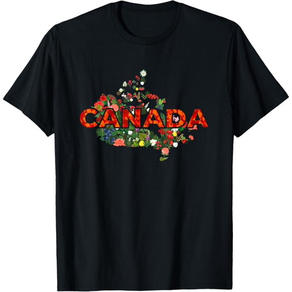 Canada Map with Native Herbs & Botanicals - Nature Souvenir T-Shirt men ...