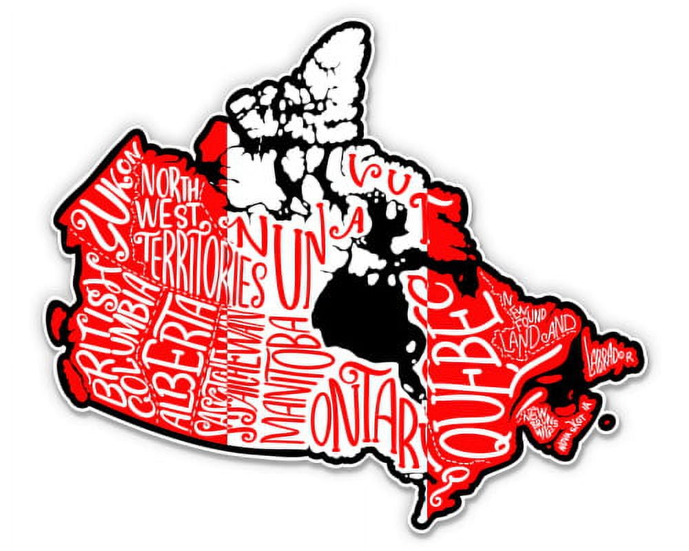 Canada Map with Provinces Cute - 12" Vinyl Sticker Waterproof Decal ...