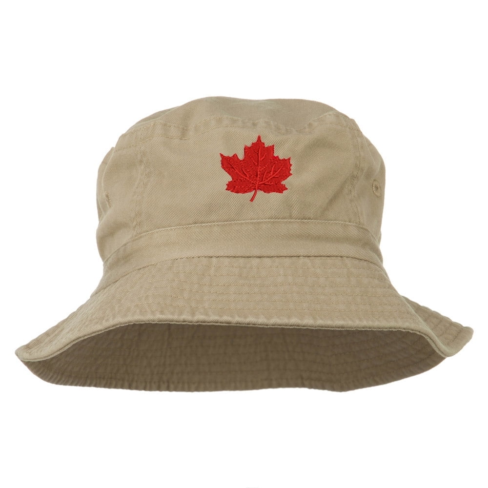 Canada Maple Leaf Embroidered Bucket Hat - Khaki OSFM - Walmart.com