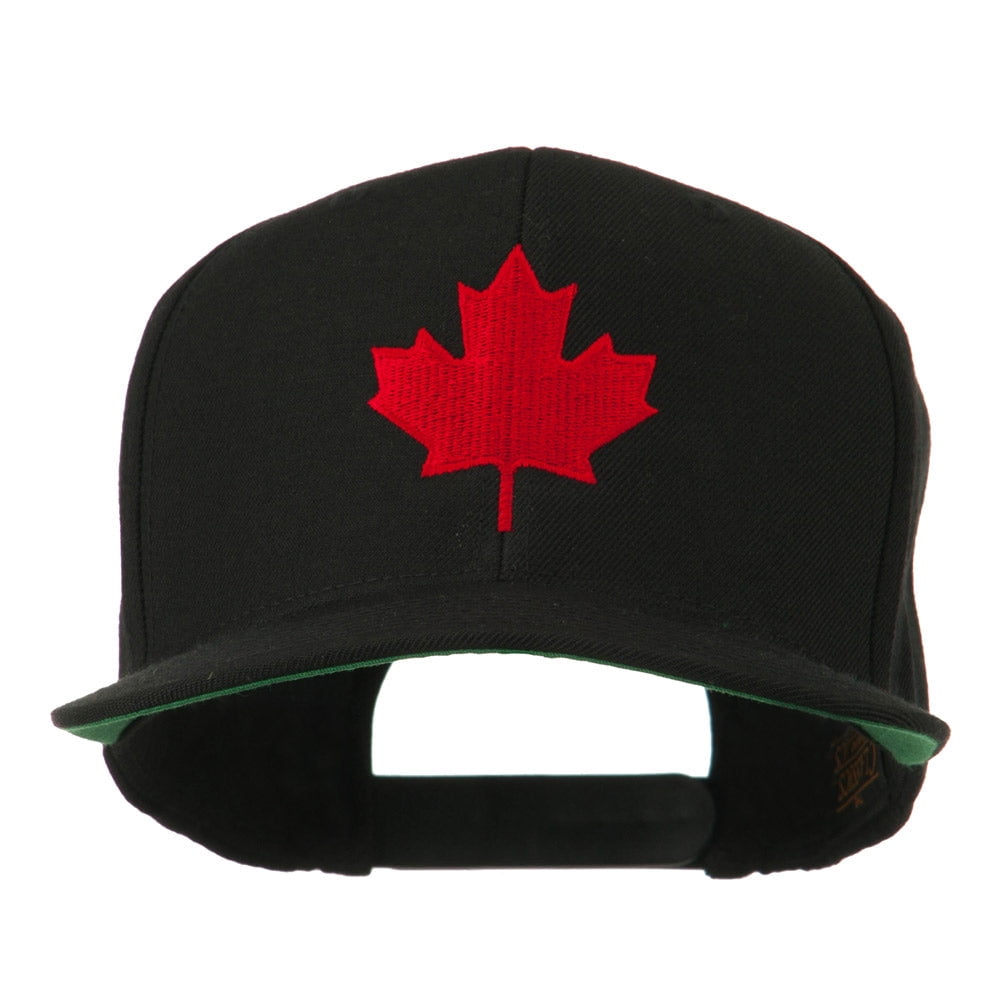 Canada Maple Leaf Embroidered Flat Bill Cap - Black OSFM - Walmart.com