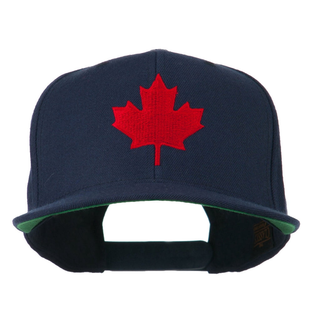 Canada Maple Leaf Embroidered Flat Bill Cap - Navy OSFM - Walmart.com