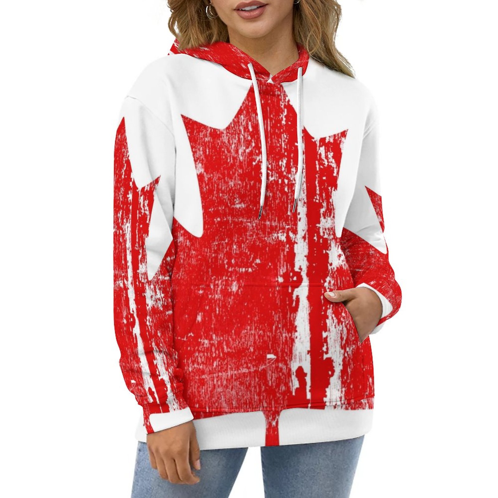 Canada-Maple Leaf Woodcut Grunge Hooded Sweatshirt Men And Women Print ...