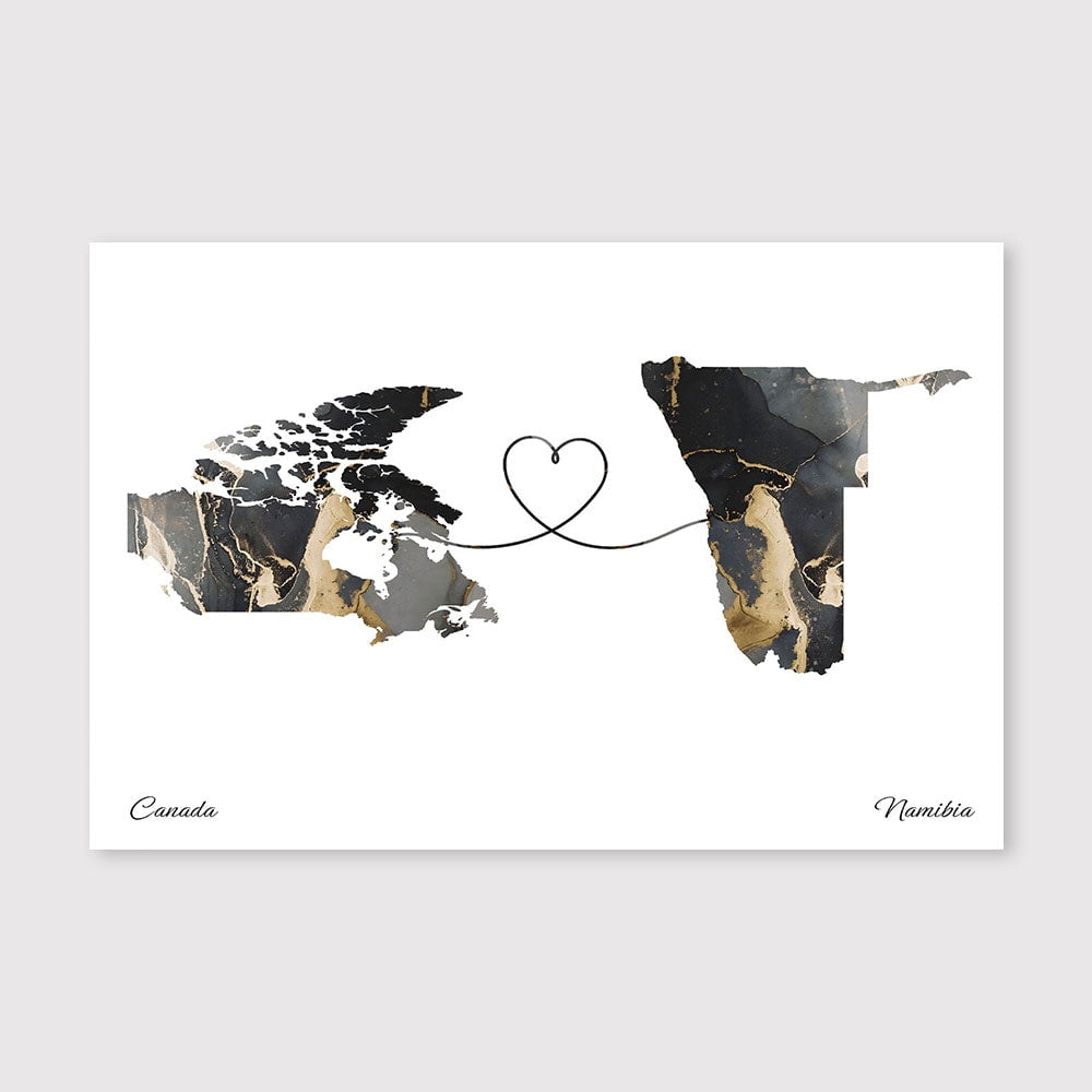 Canada Namibia Map Canvas Wall Decor – Artistic Modern Country Poster ...