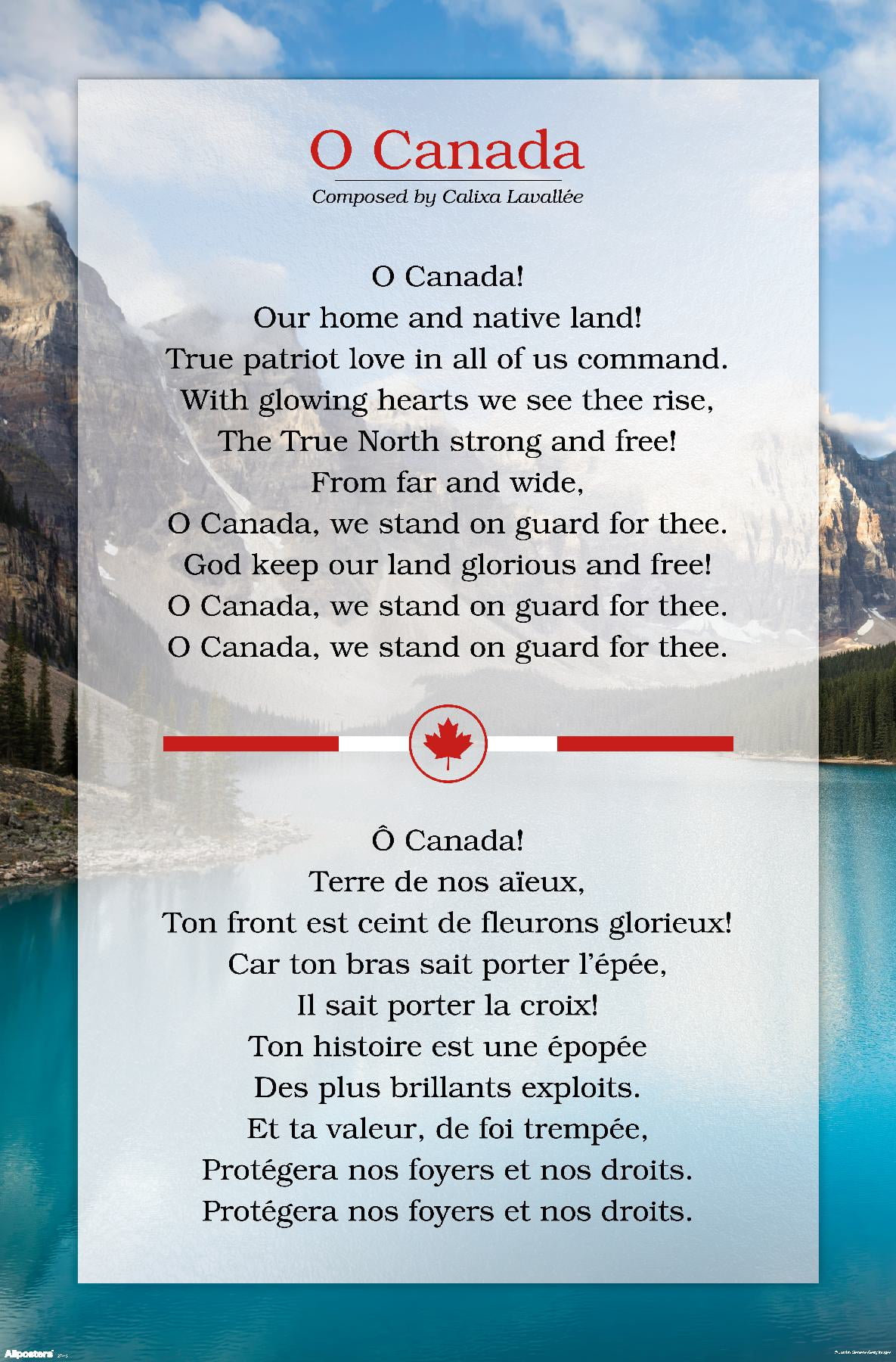 Canada - National Anthem 2026 Wall Poster, 14.725" x 22.375" - Walmart.com