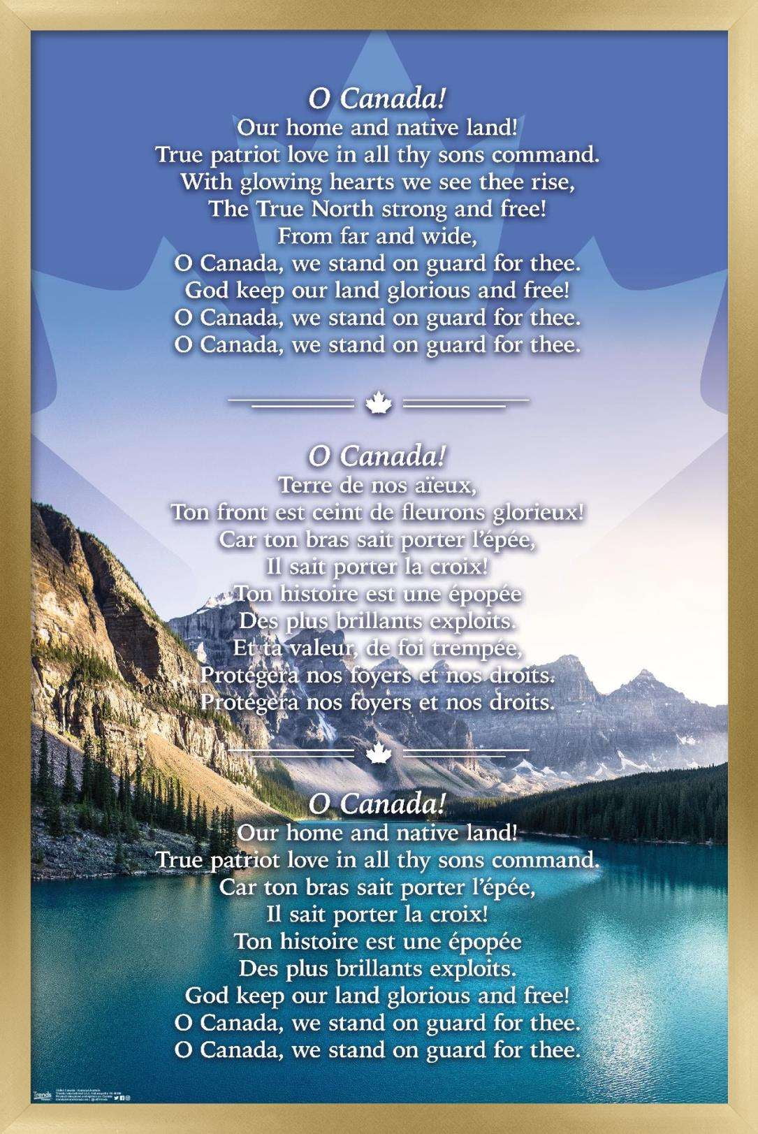 Canada - National Anthem Wall Poster, 22.375" x 34", Framed - Walmart.com