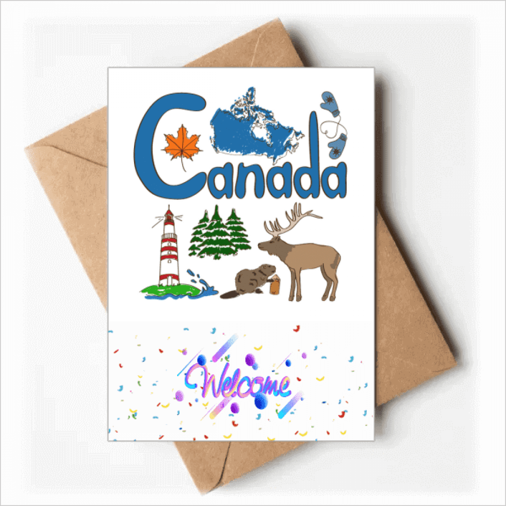 Canada National symbol Landmark Pattern Welcome Back Greeting Cards ...