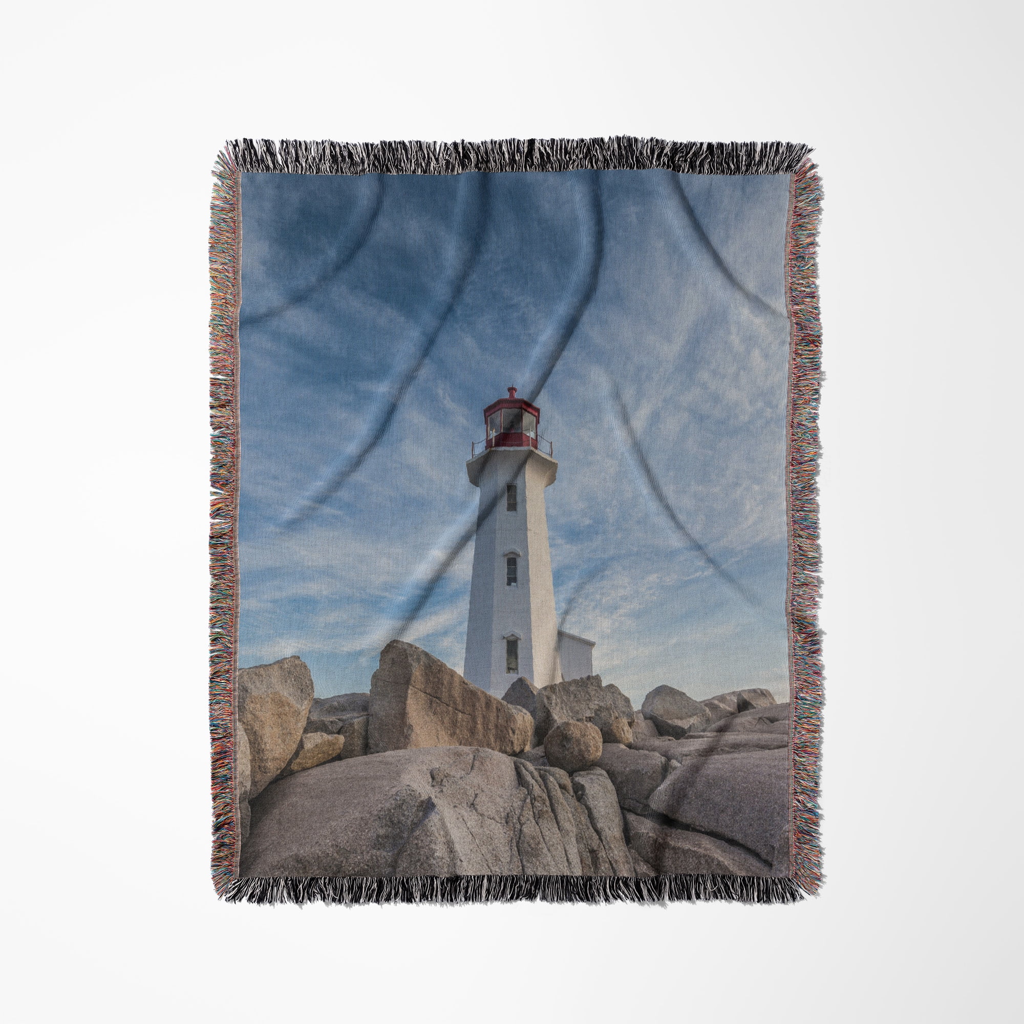 Canada, Nova Scotia, Peggys Cove. Peggys Point Lighthouse ., Woven ...