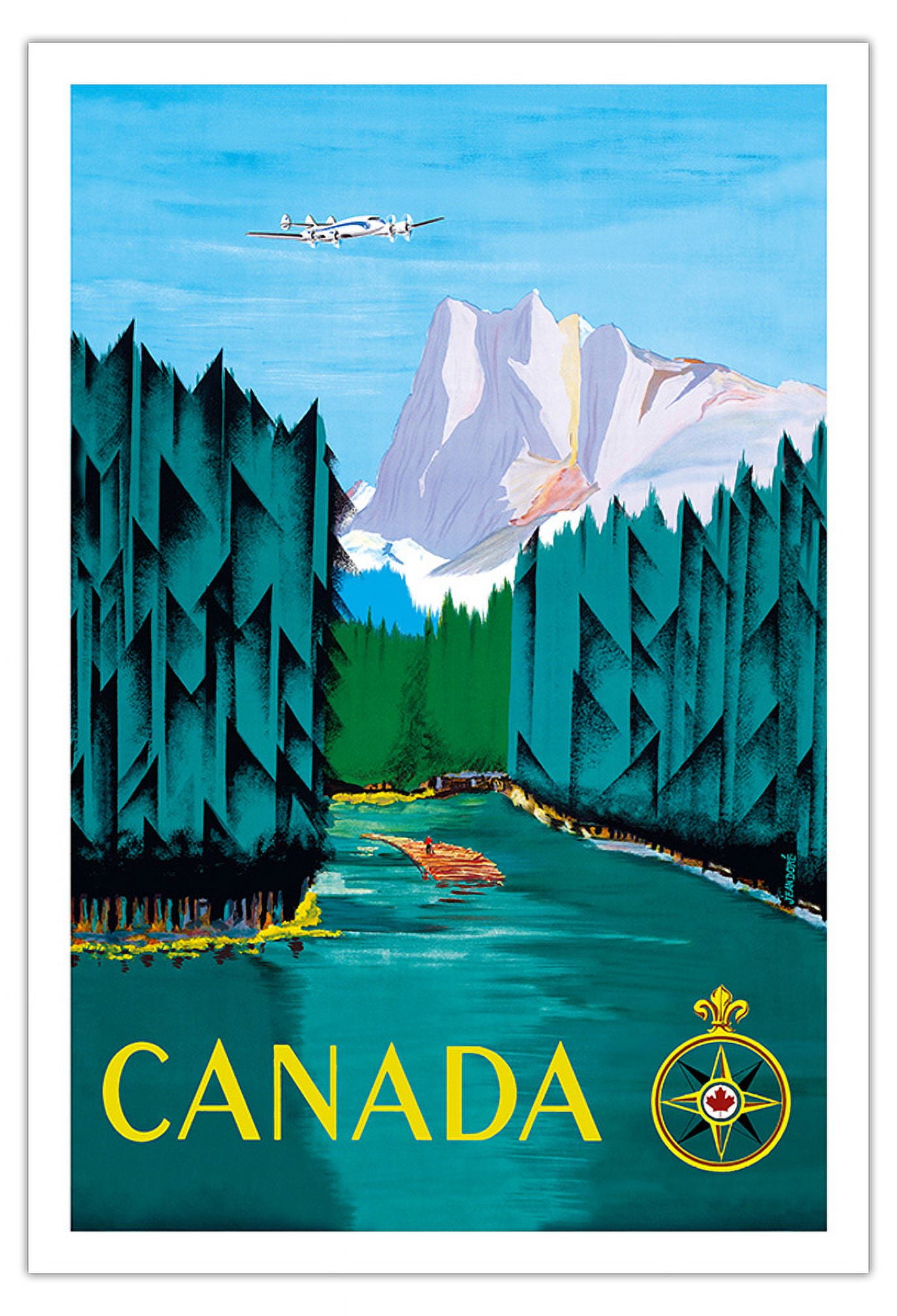 Canada - River Log Driving - Vintage Airline Travel Poster by Jean Doré ...