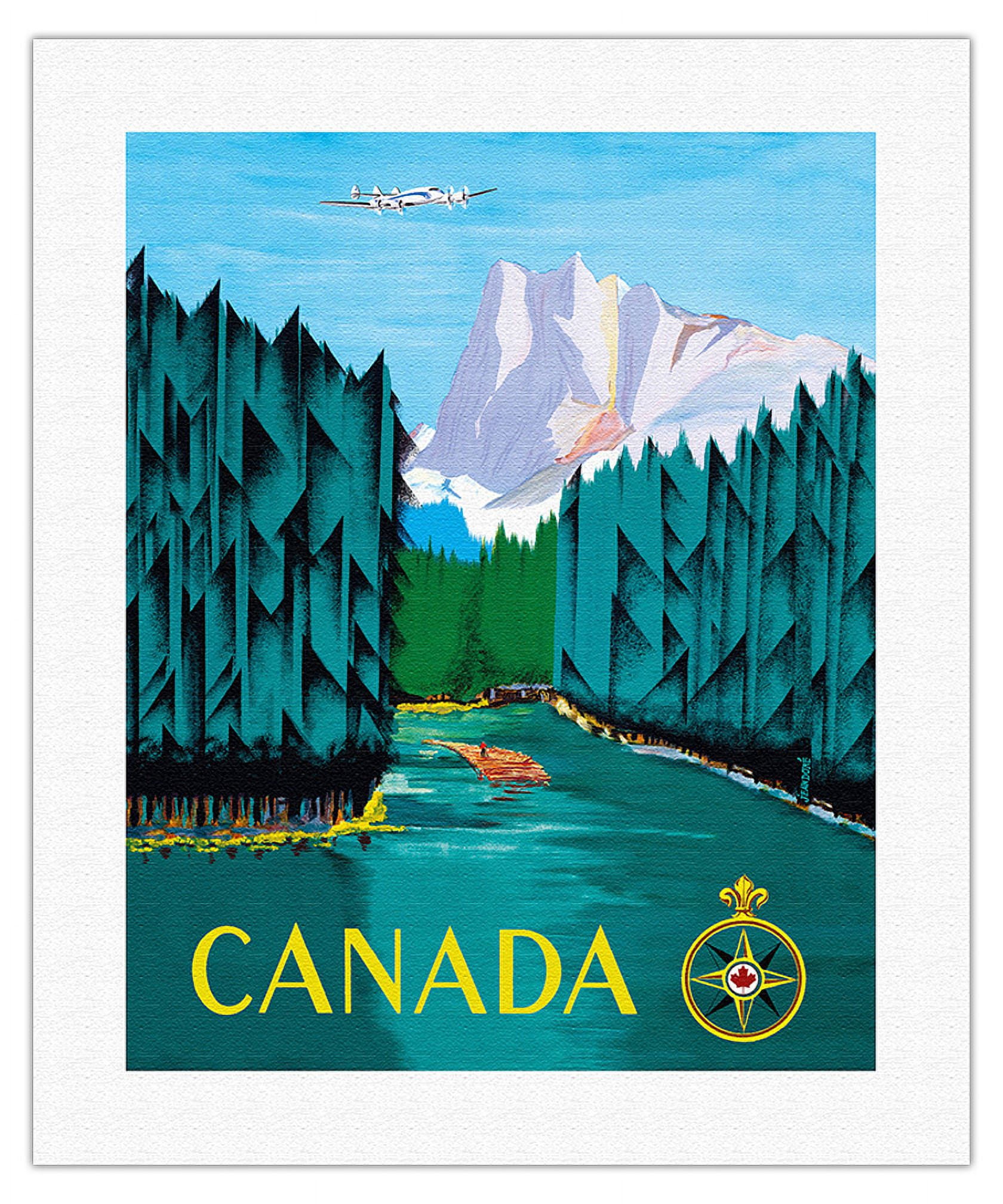 Canada - River Log Driving - Vintage Airline Travel Poster by Jean Doré ...