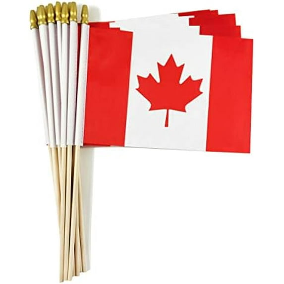 Canada Small Flag Canadian Stick Mini Hand Held Flags - Solid Wooden ...