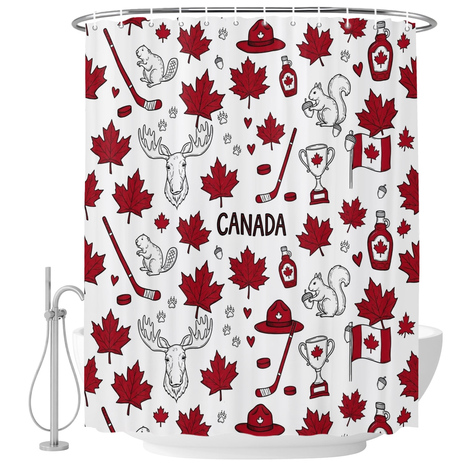 Canada Style Shower Curtain Set - Small 36" x 72" Washable Bathtub ...