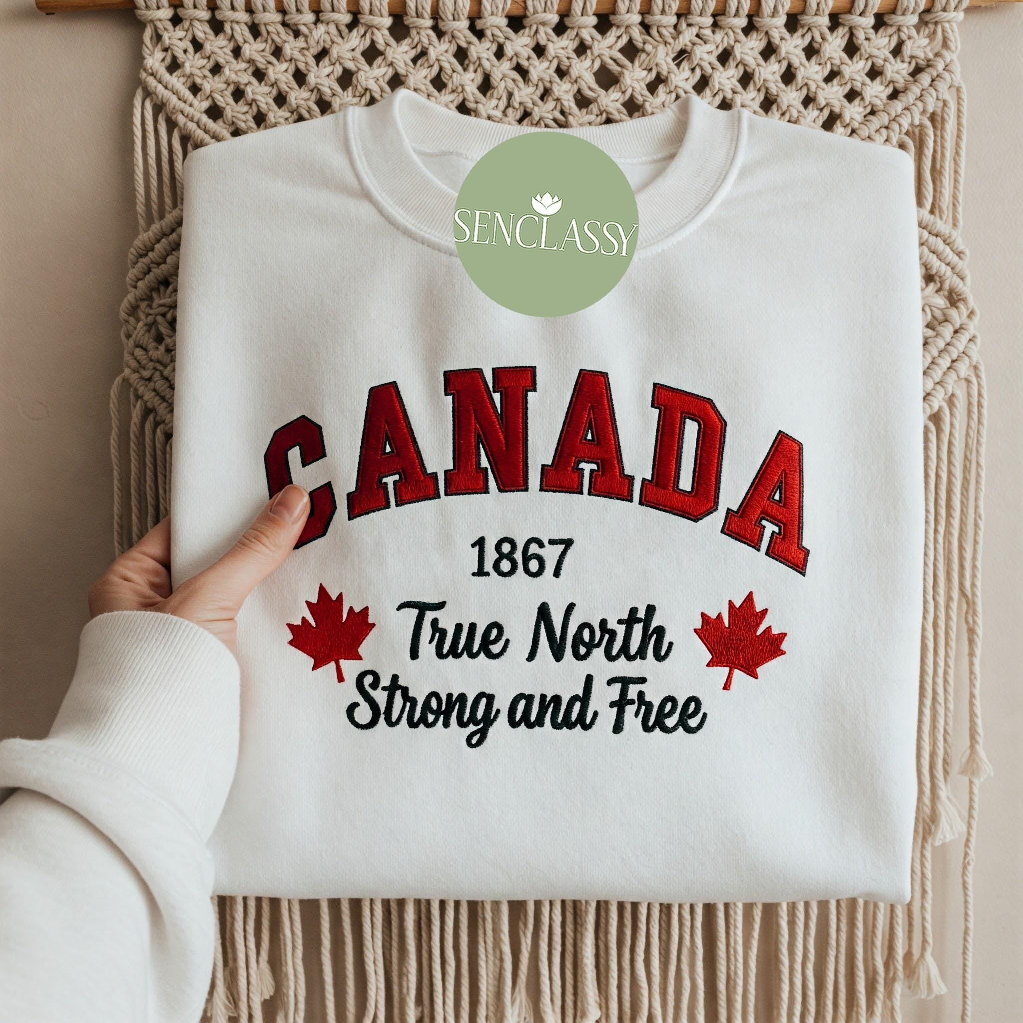 Canada True North Strong and Free Embroidered Sweatshirt, Yeah No ...