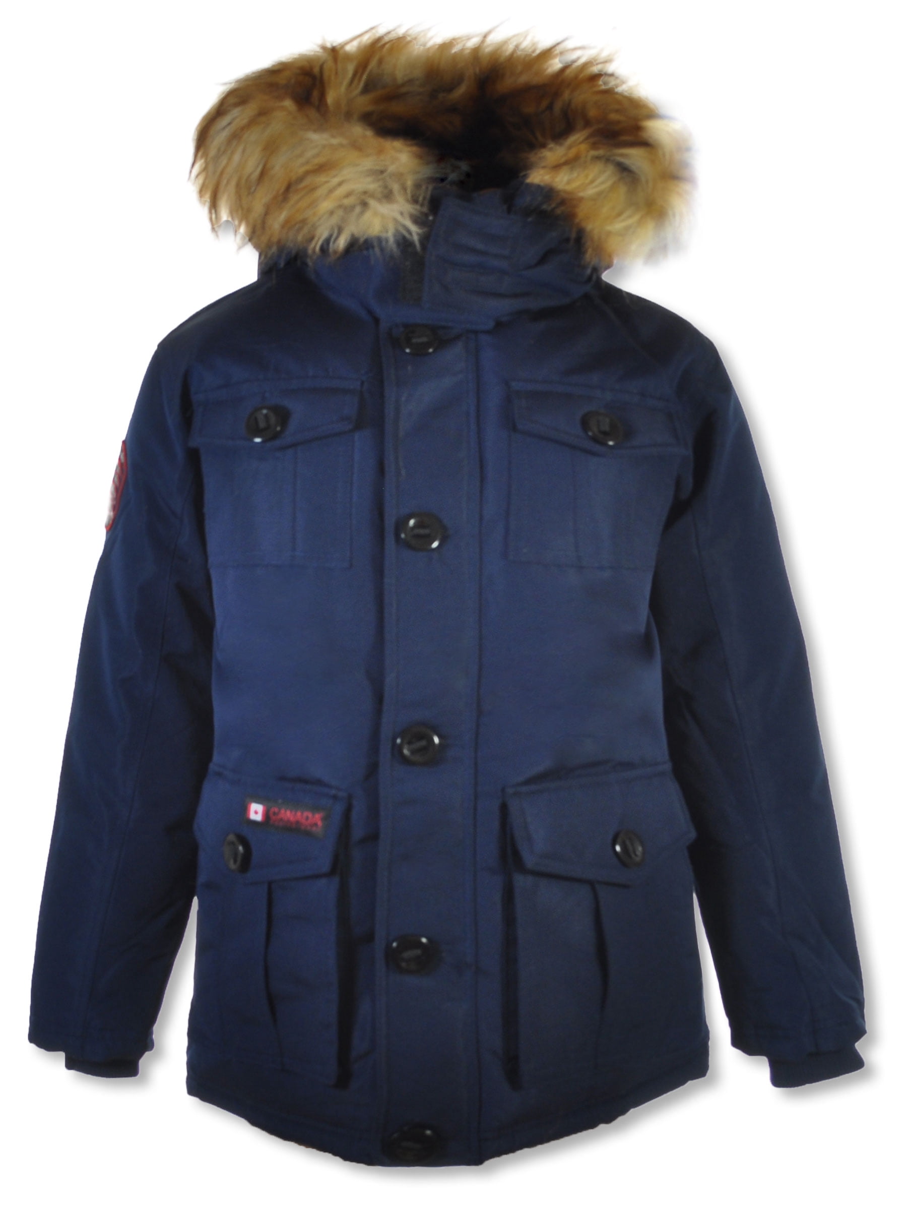 Canada Weather Gear Boys' Faux-Fur Parka - navy, 8 (Big Boys) - Walmart.com