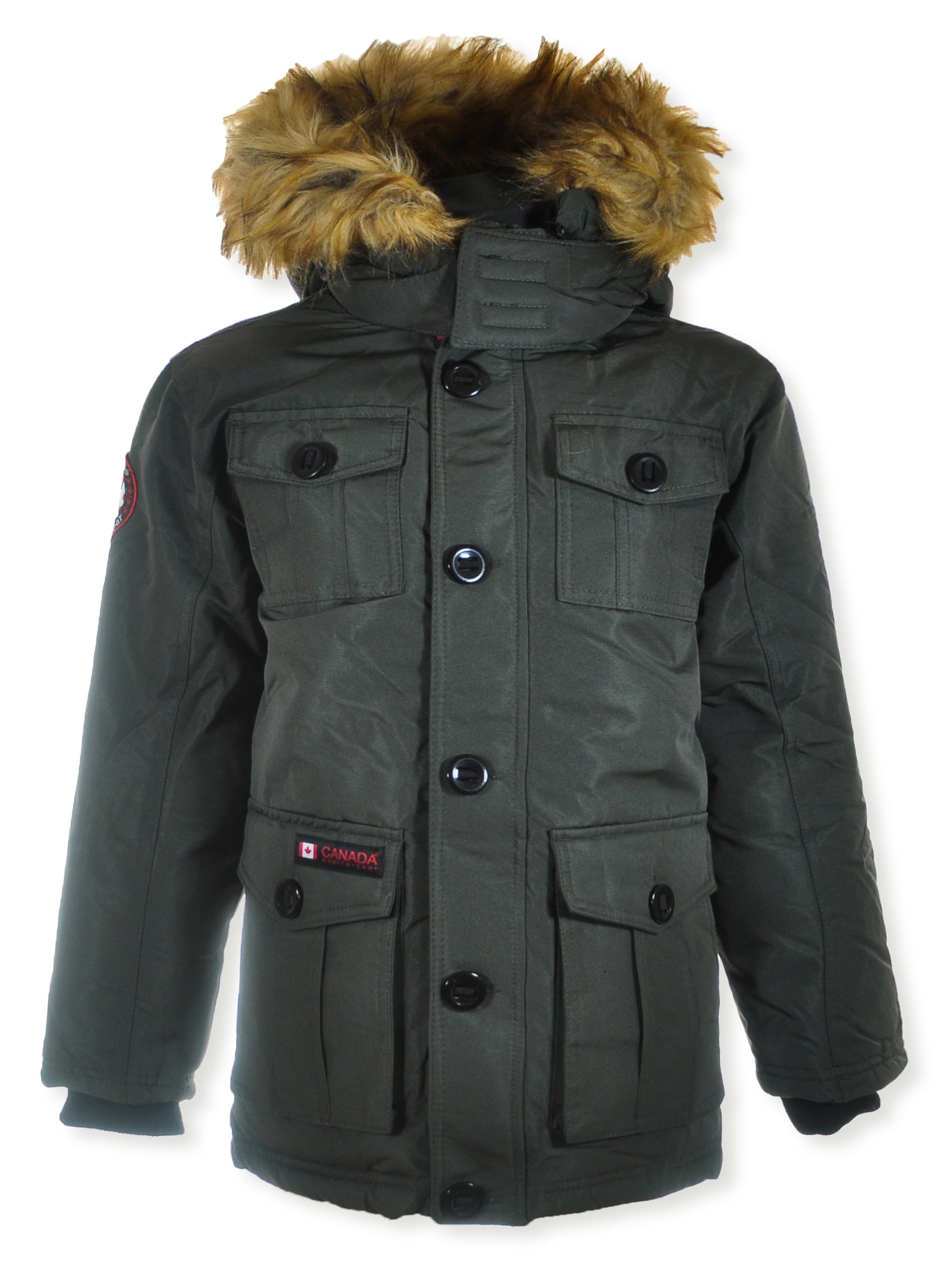 Canada Weather Gear Boys' Heavyduty Faux Fur Jacket Color: olive Size ...