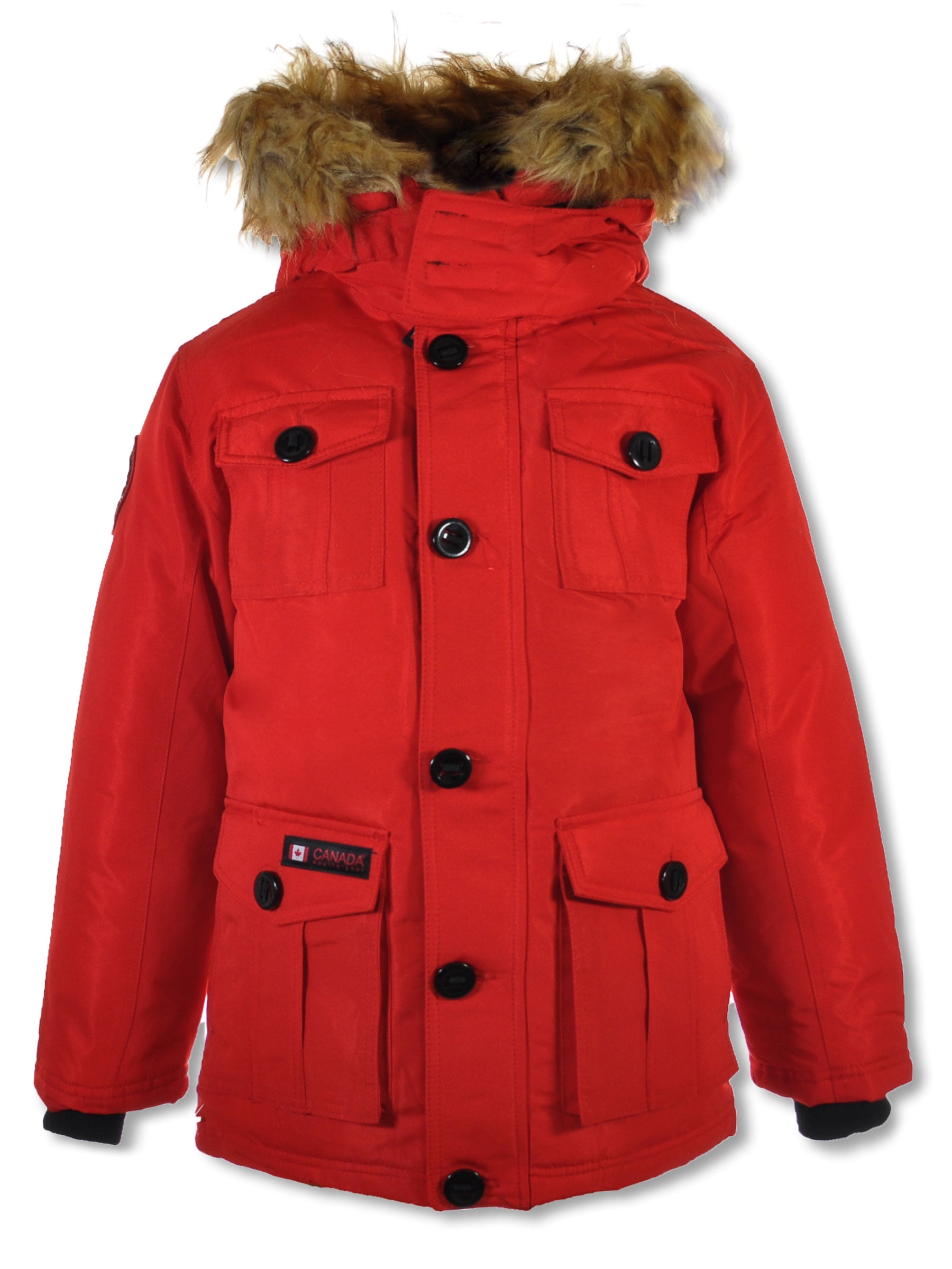 Canada Weather Gear Boys' Faux-Fur Parka - red, 18 - 20 (Big Boys ...