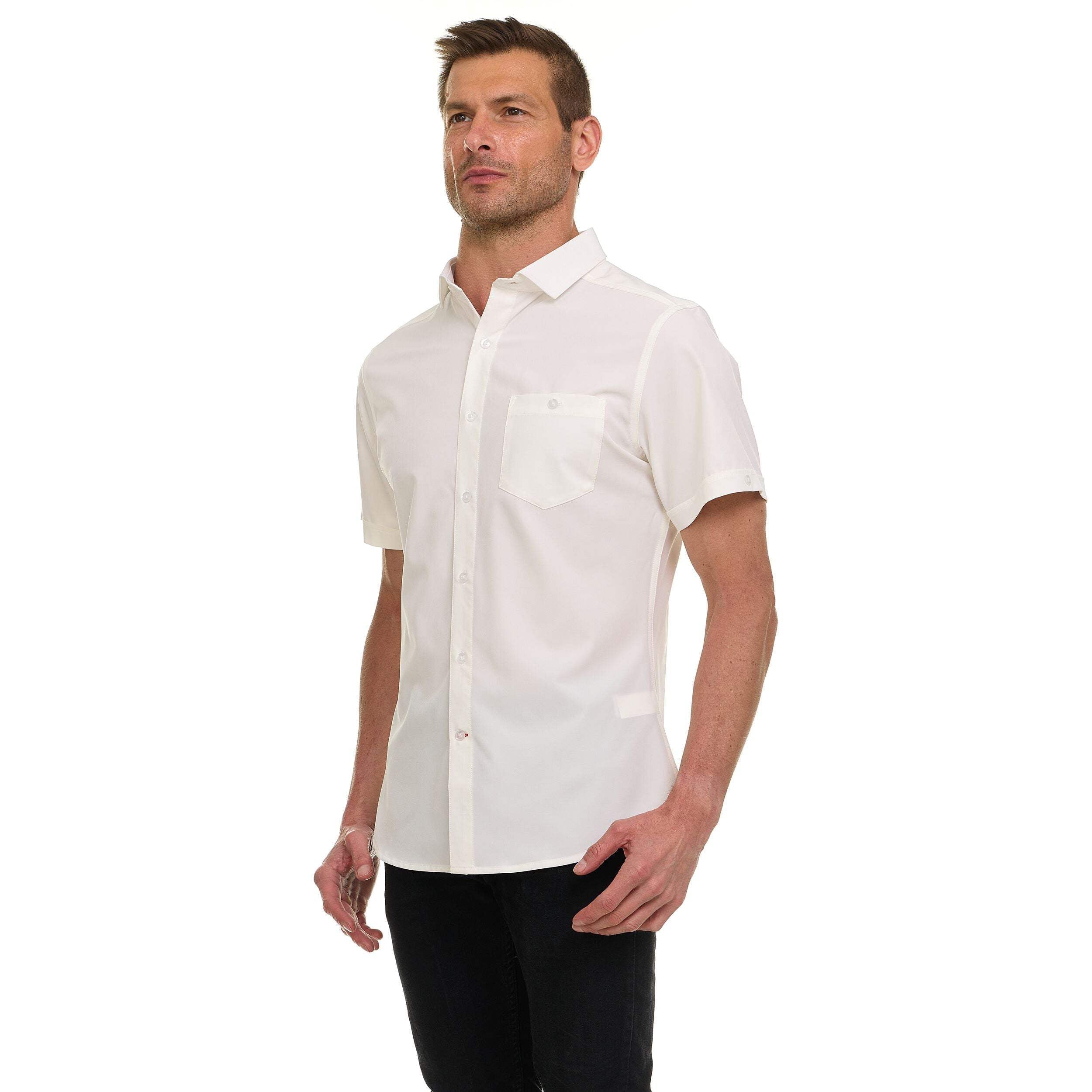 Canada Weather Gear Men’s Short Sleeve Button-Up Shirt – Stretch Dress ...