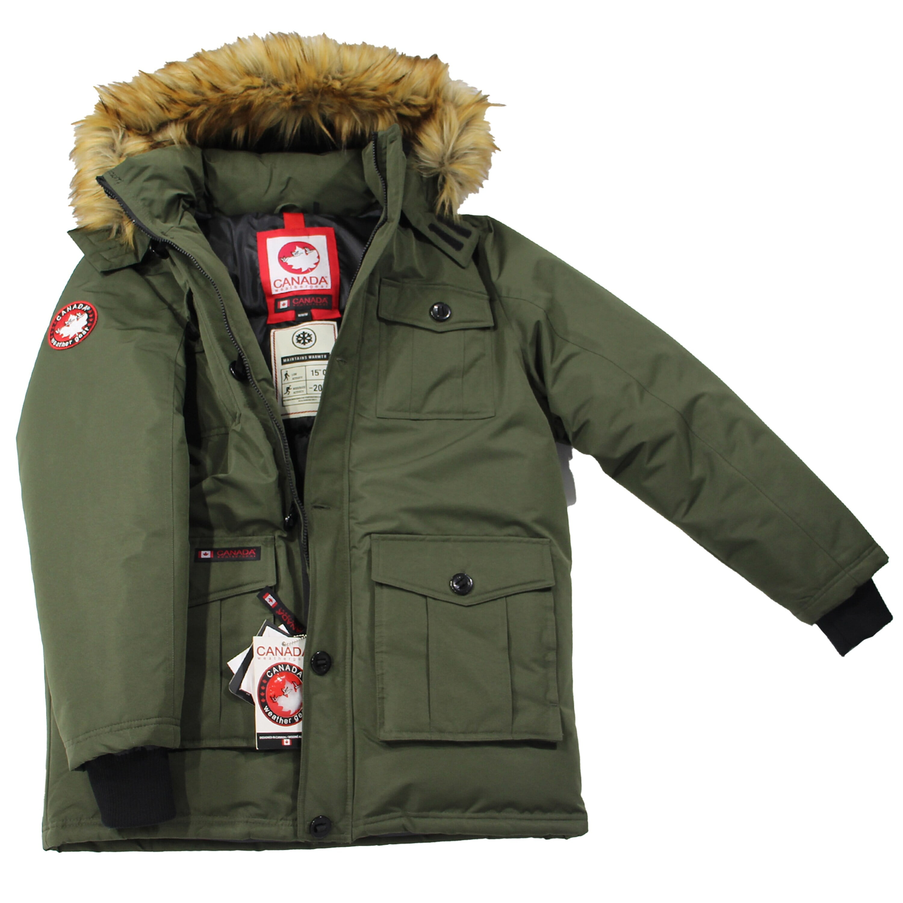 Canada Weather Gear Mens Multi Pocket Parka Jacket Medium - Olive Green ...