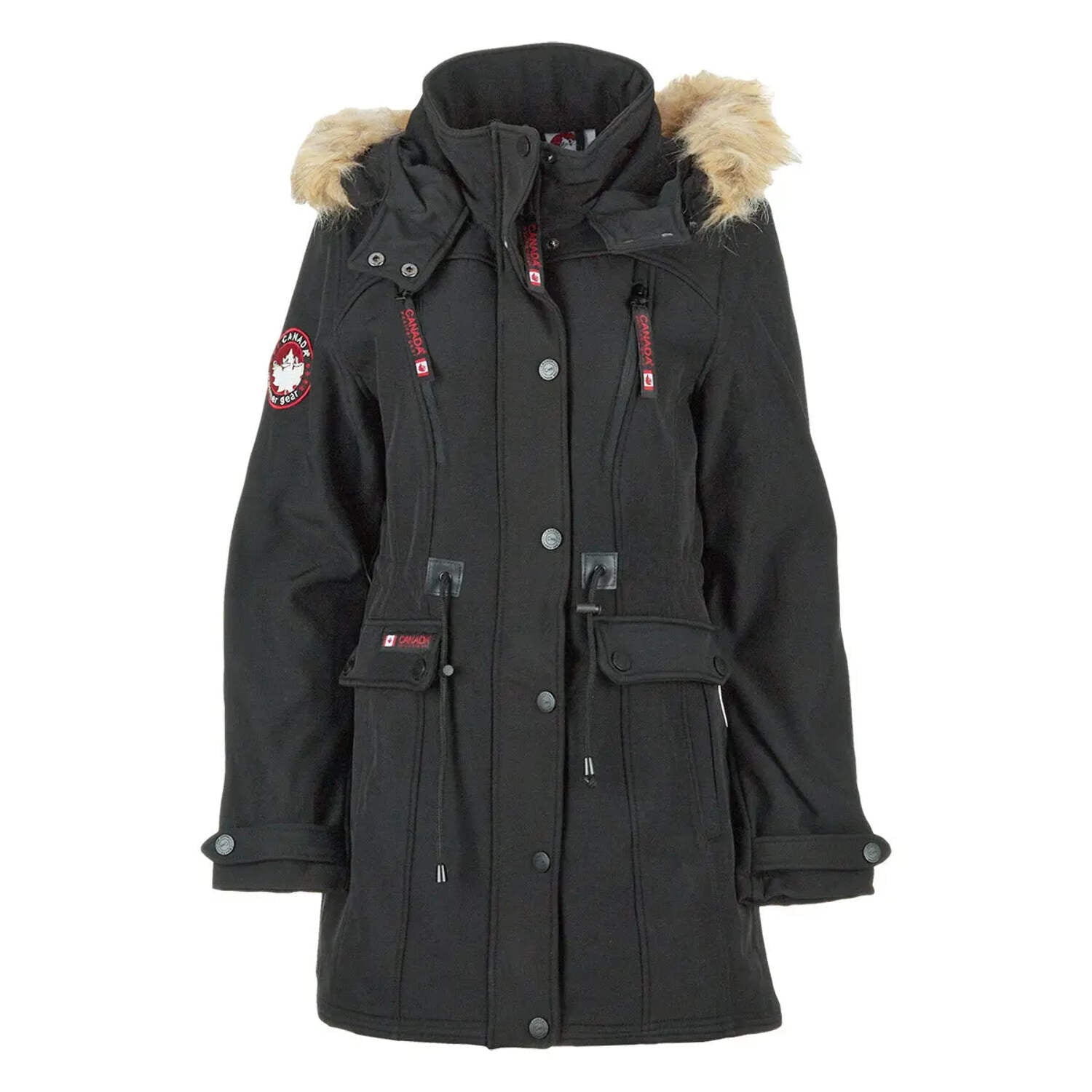 Canada Weather Gear Women's Softshell Anorak with Faux Fur Trim Hood ...