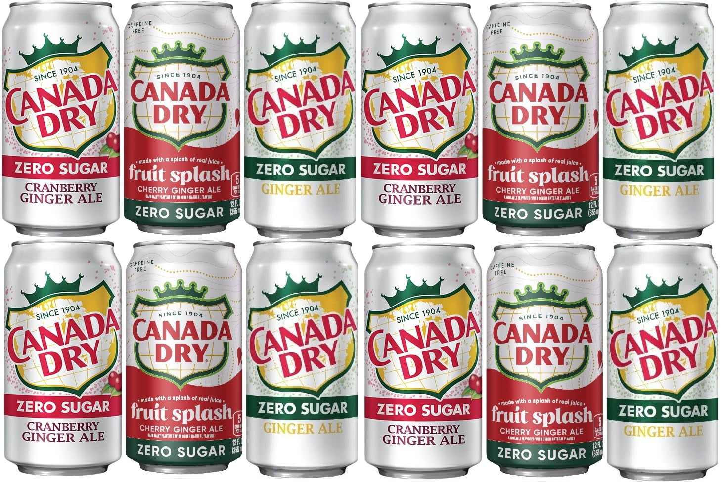 Canada Zero Variety Pack, Cranberry, Ginger Ale, Fruit Splash, 12 oz ...