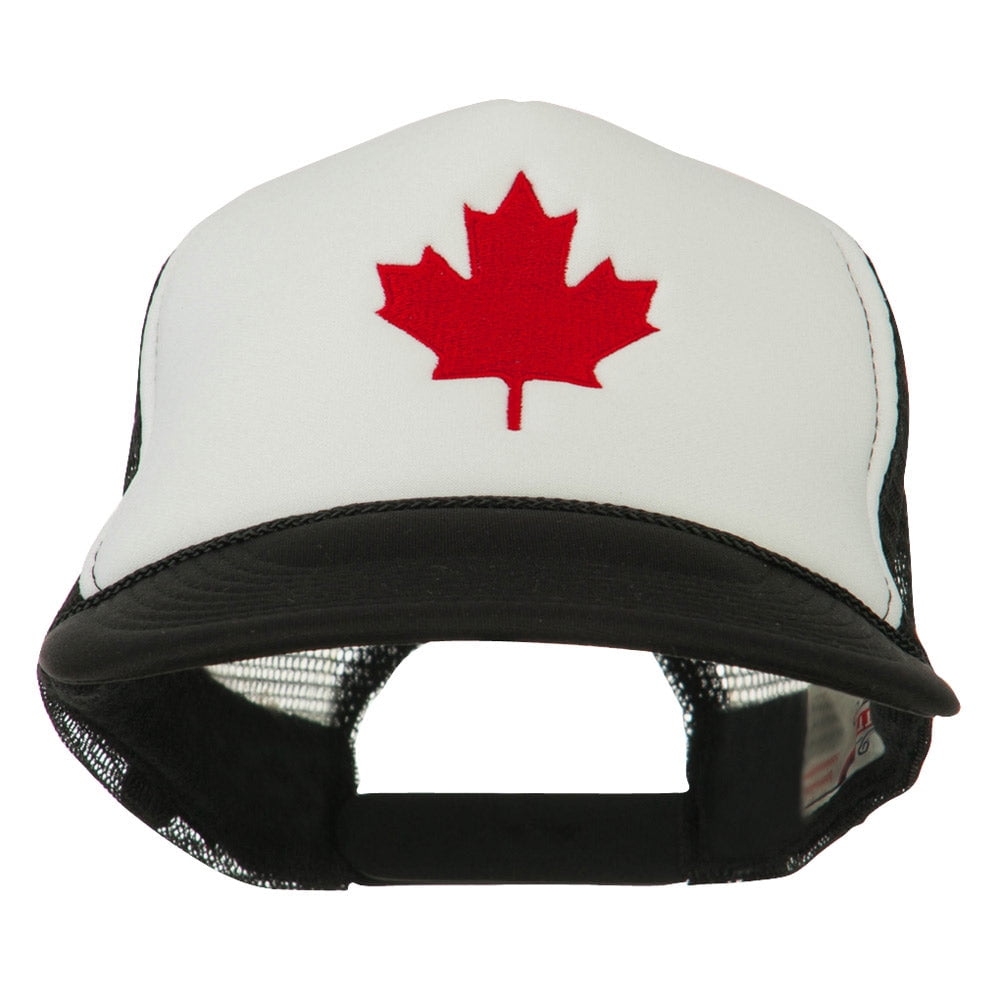 Canada's Maple Leaf Embroidered Foam Front Mesh Back Cap - Black White ...