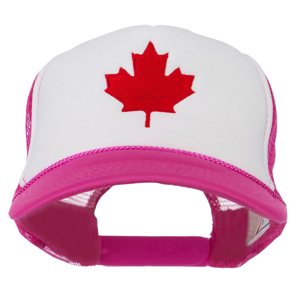 Canada's Maple Leaf Embroidered Foam Front Mesh Back Cap - Hot Pink ...