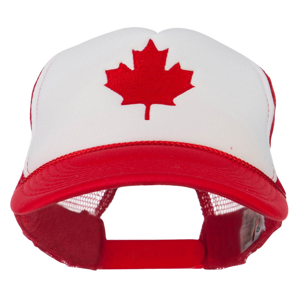 Canada's Maple Leaf Embroidered Foam Front Mesh Back Cap - Red White ...
