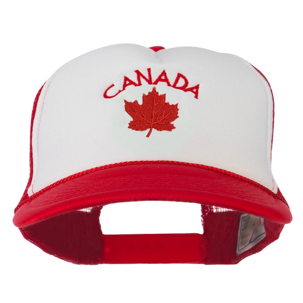 Canada with Maple Leaf Embroidered Foam Front Mesh Back Cap - Red White ...
