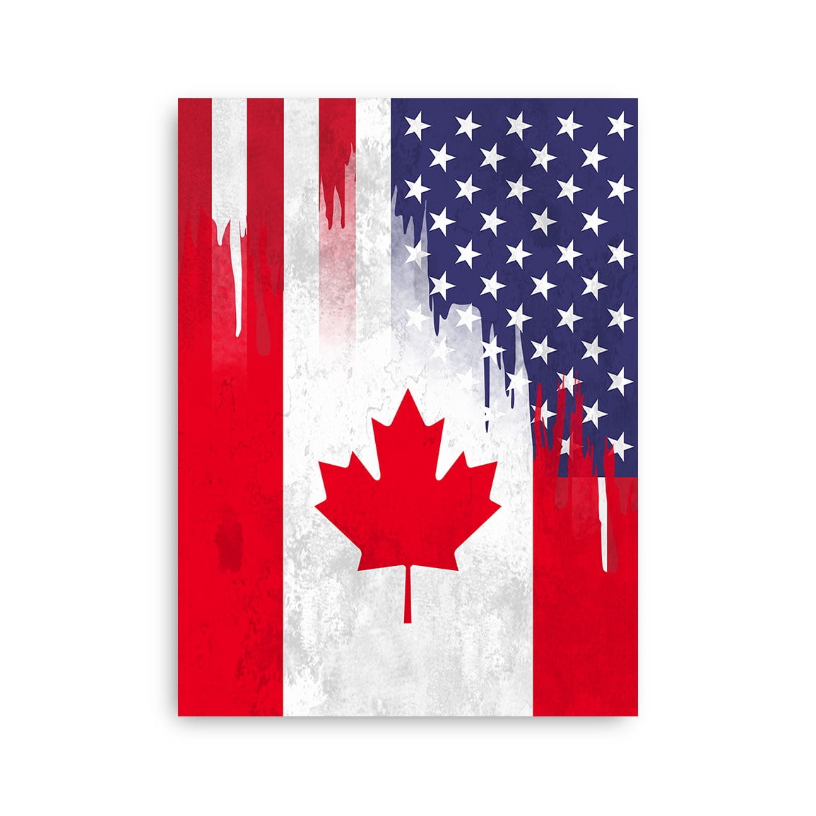 Canadian American Flag Wall Art Friendship USA Canada Roots Poster ...