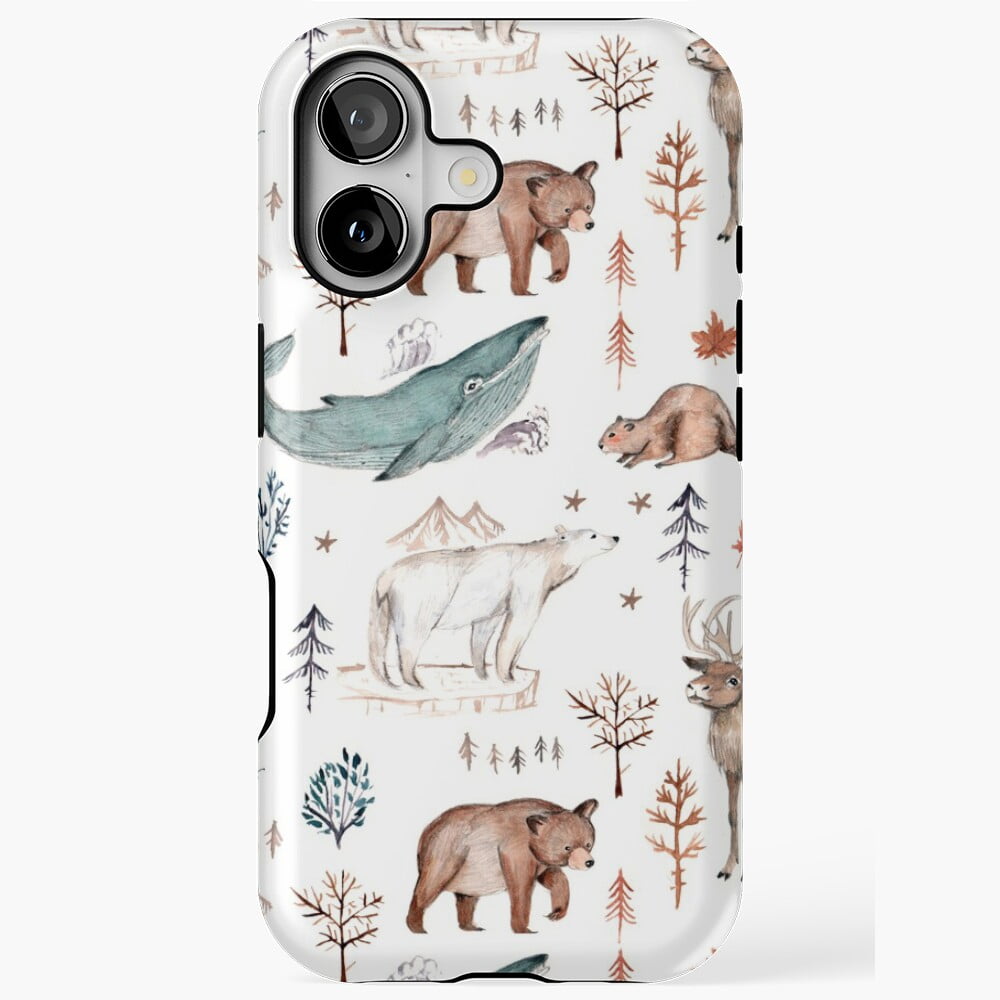 Canadian Animals Watercolor Art Phone Case with iPhone 17 to 11 Pro Max ...