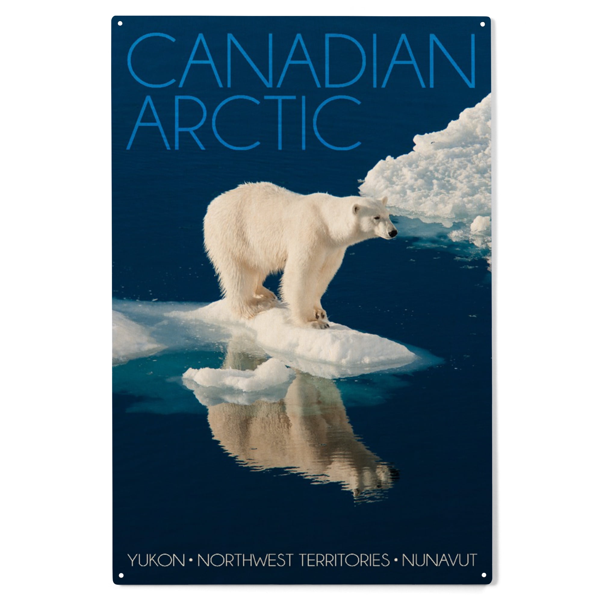 Canadian Arctic, Polar Bear and Reflection Birch Wood Wall Sign (10x15 ...