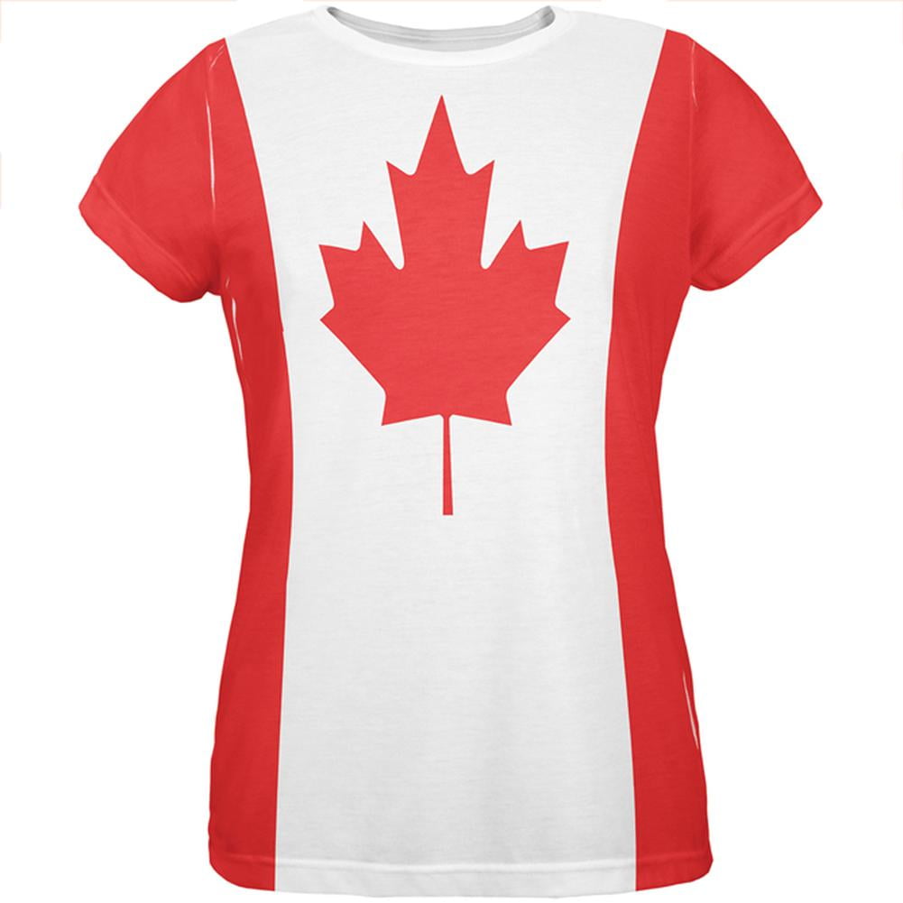 Canadian Canada Flag All Over Womens T Shirt Multi X-LG - Walmart.com