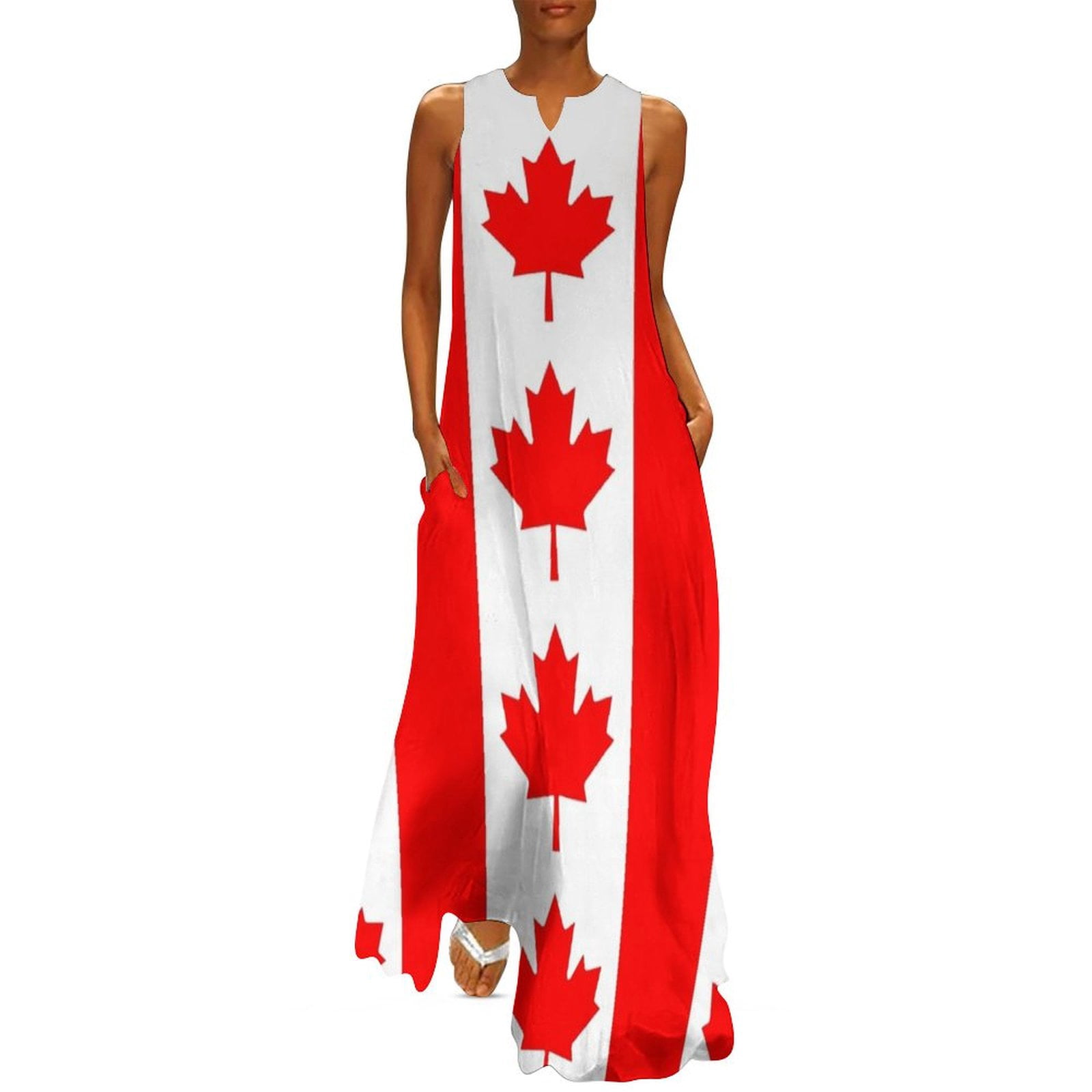 Canadian Flag Long Dress elegant dress women evening dress party women ...