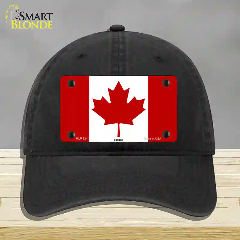 Canadian Flag Novelty License Plate Hat Unconstructed Cotton Black ...
