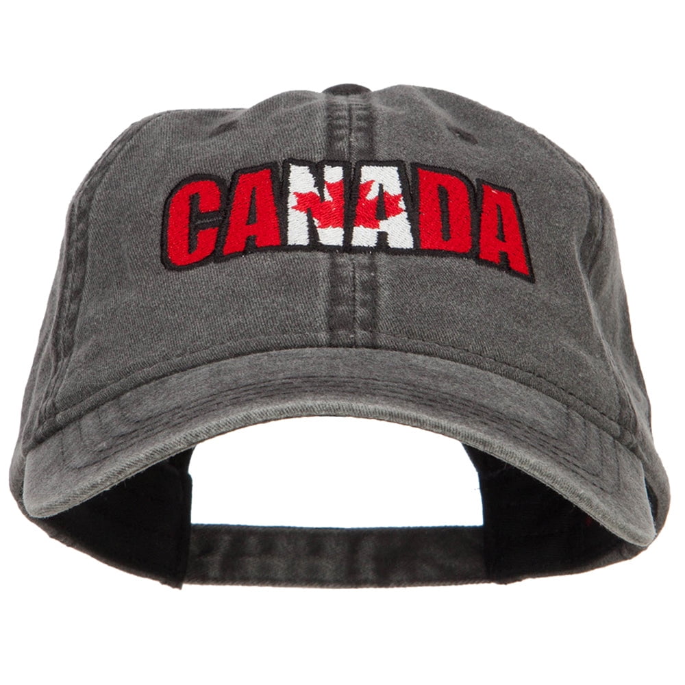 Canadian Flag in Canada Embroidered Washed Cap - Black OSFM - Walmart.com