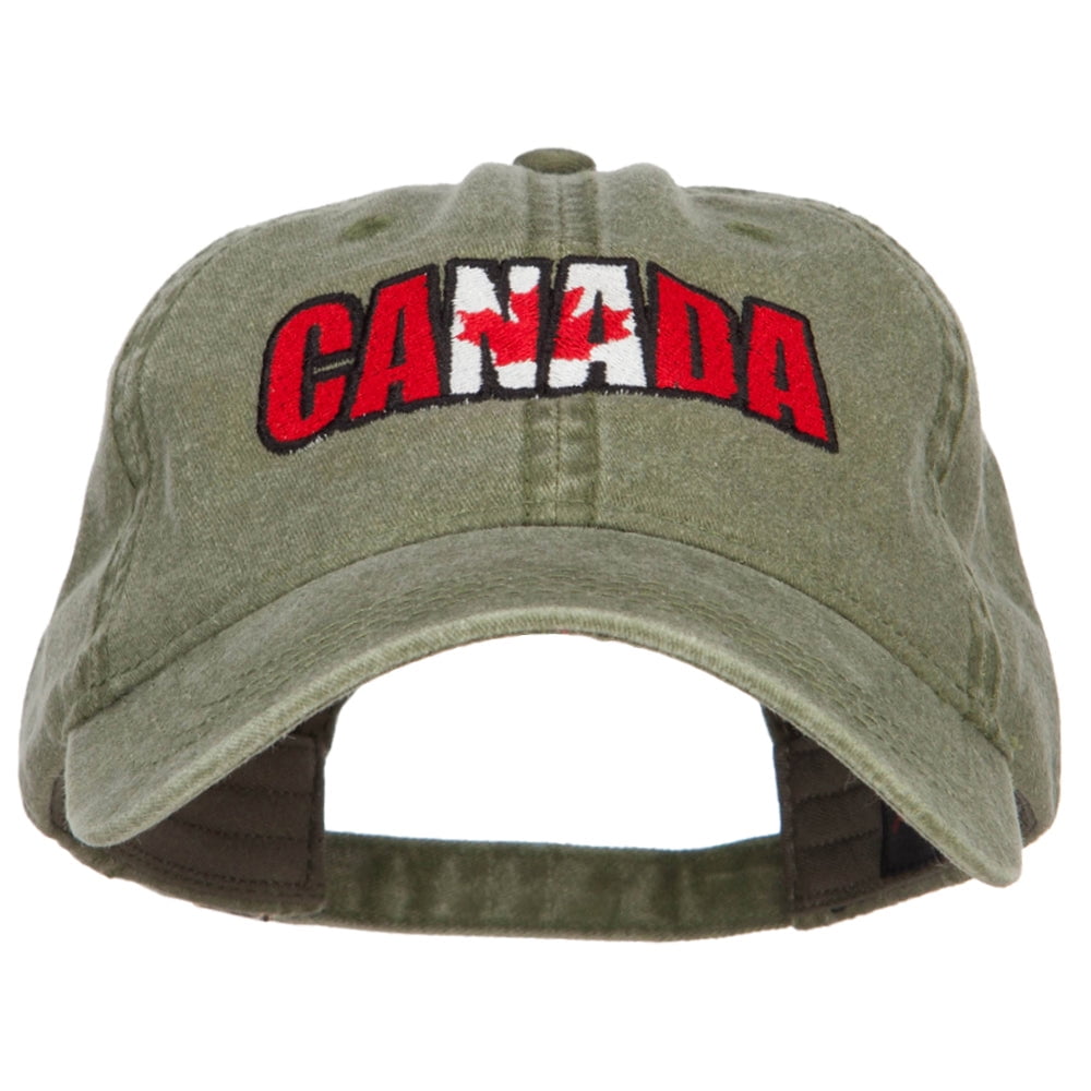 Canadian Flag in Canada Embroidered Washed Cap - Olive OSFM - Walmart.com