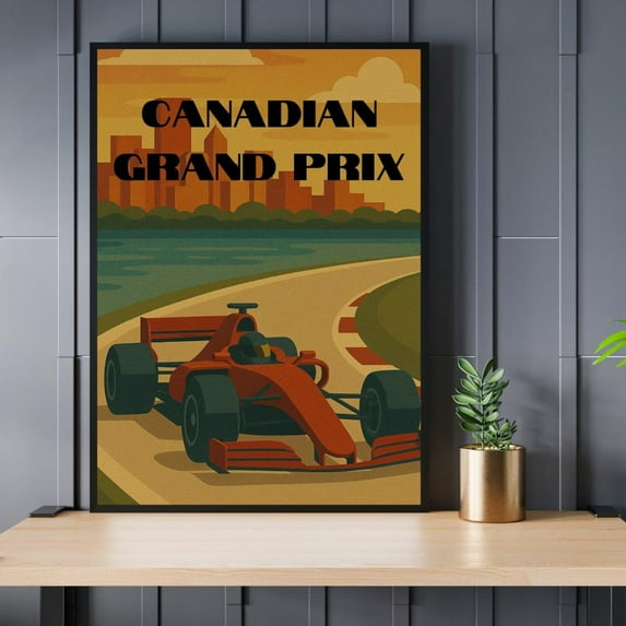 Canadian Grand Prix Print, Retro Formula 1 Racing, Unframed Canvas Size ...