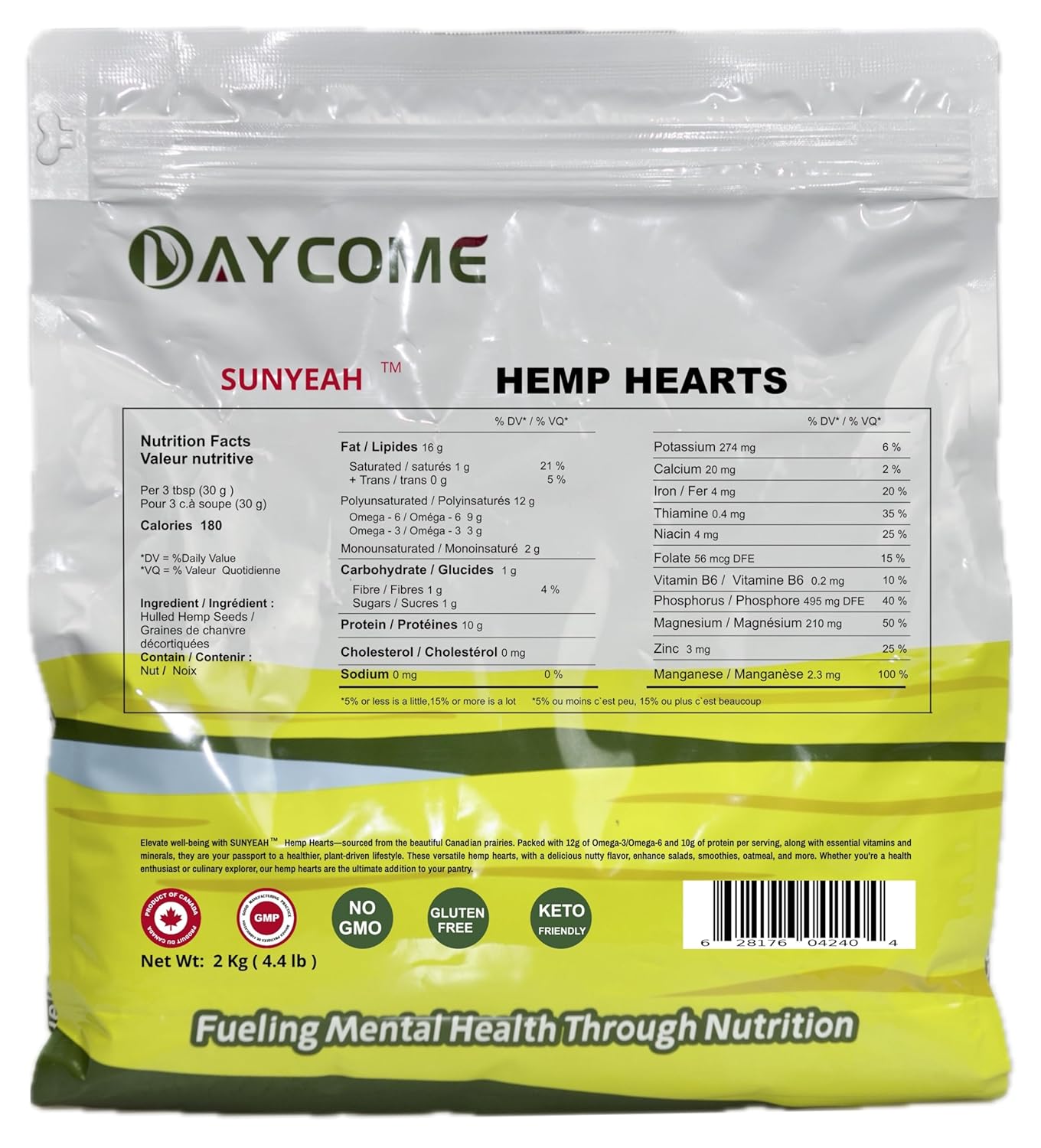 Canadian Hemp Hearts - 2kg of Pure Prairie Saskatchewan Harvest Shelled ...