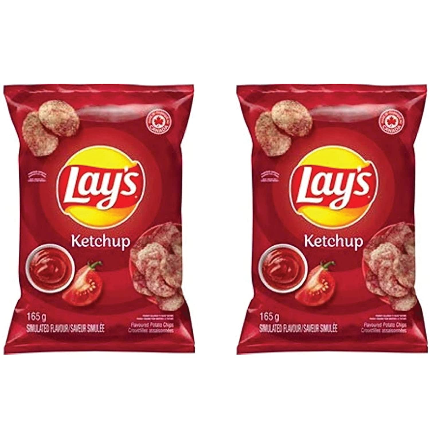 Canadian Ketchup Chips 2 Pack 165g, Comes in a Crush proof box Imported from Canada Family Size ...