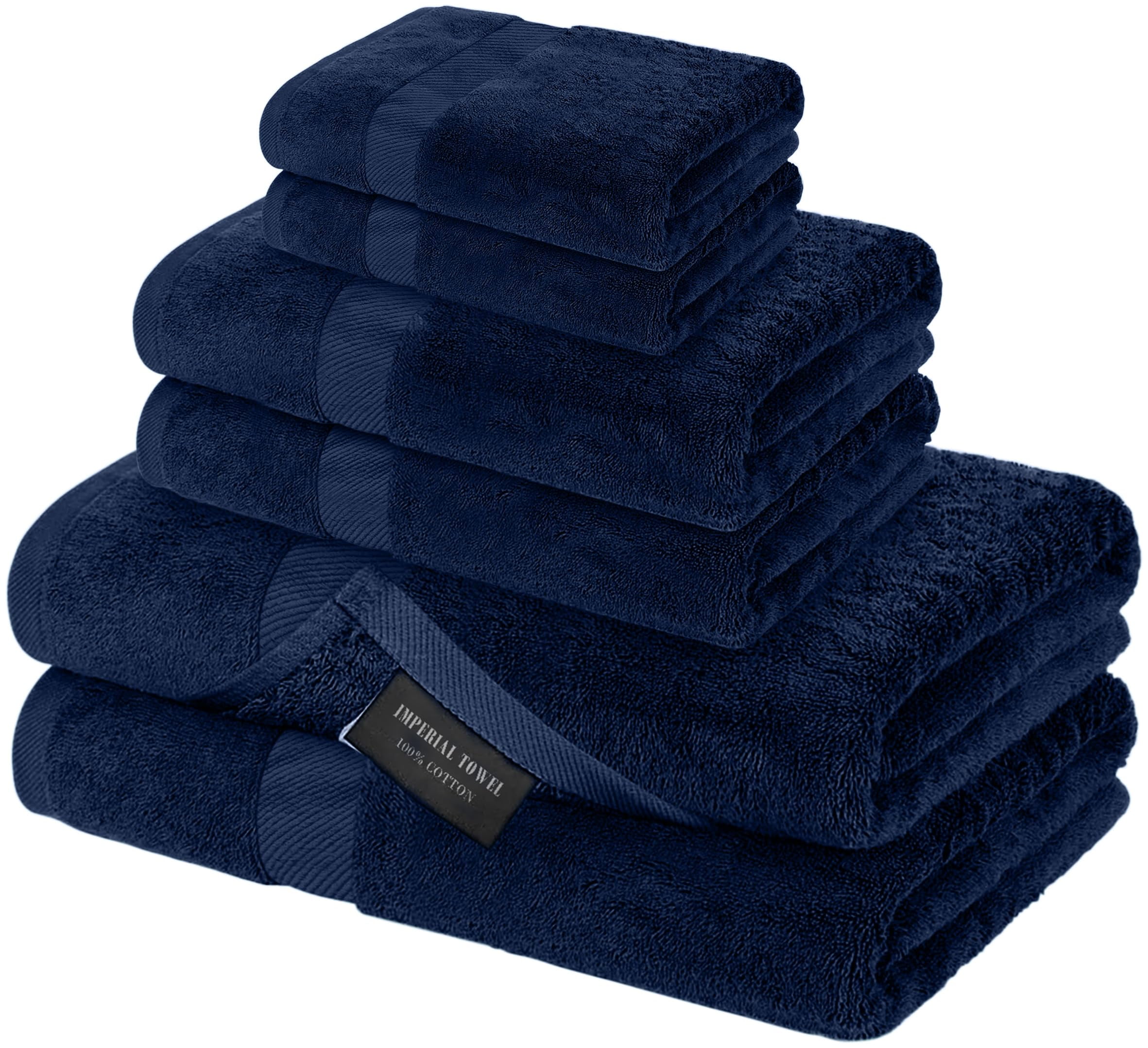 Canadian Linen Imperial Basic Light Weight Thin Navy Blue Bathroom Towel Set 6 Pieces 2 Bath ...