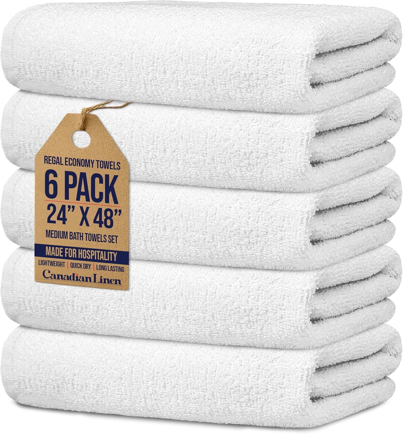 Canadian Linen Regal Basic Economy Medium White Bath Towels 24x48 inch ...