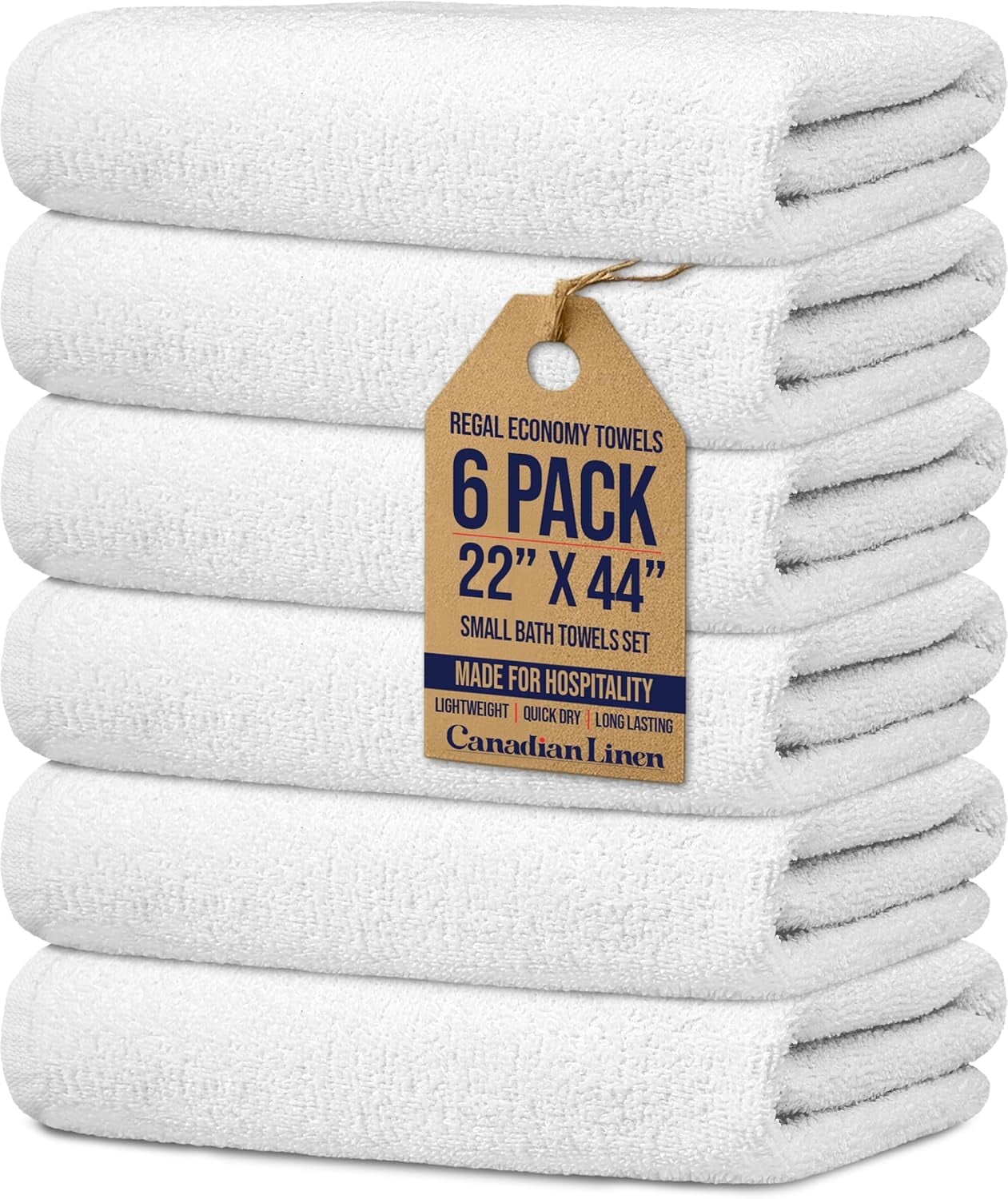 Canadian Linen Regal Economy Small Bath Towels, 22”x44” 6 Pack White ...